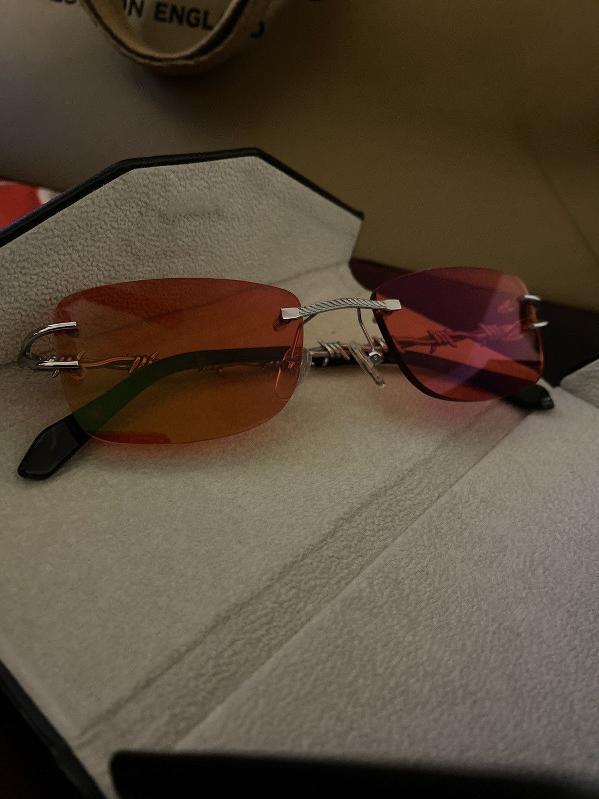 Custom × Streetwear Fishingforscale Red Barbed Wire Frames Glasses New ...