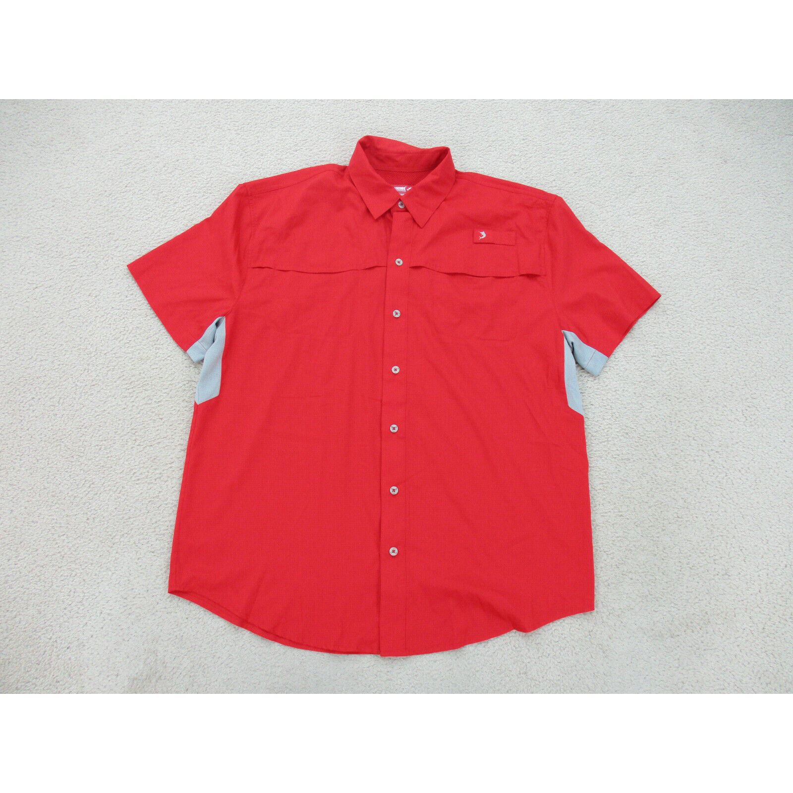 Reel Legends Reel Legends Shirt Adult Large Red Gray Button Up Fishing ...