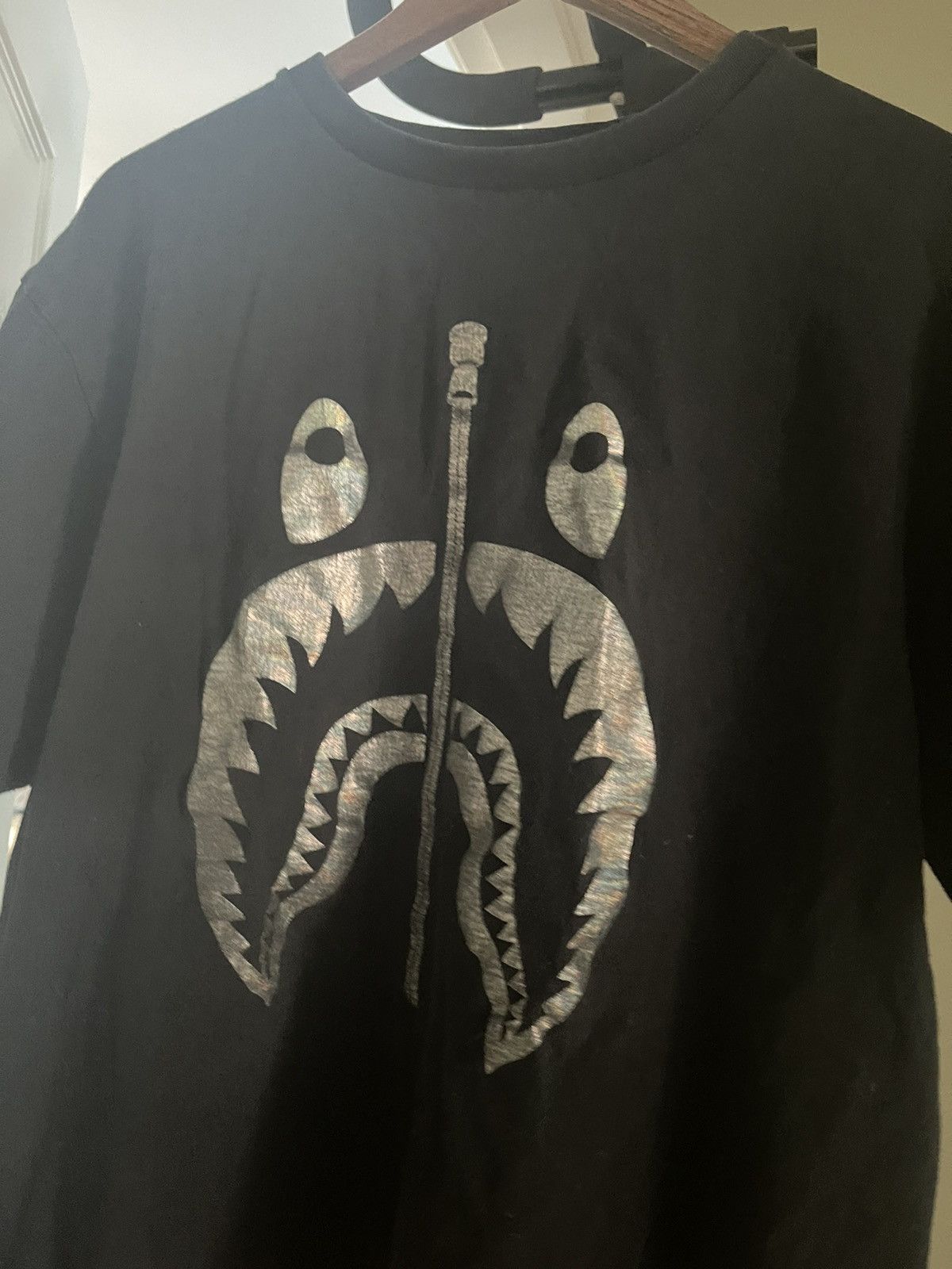 Bape Bape Silver Metallic Shark Tee | Grailed