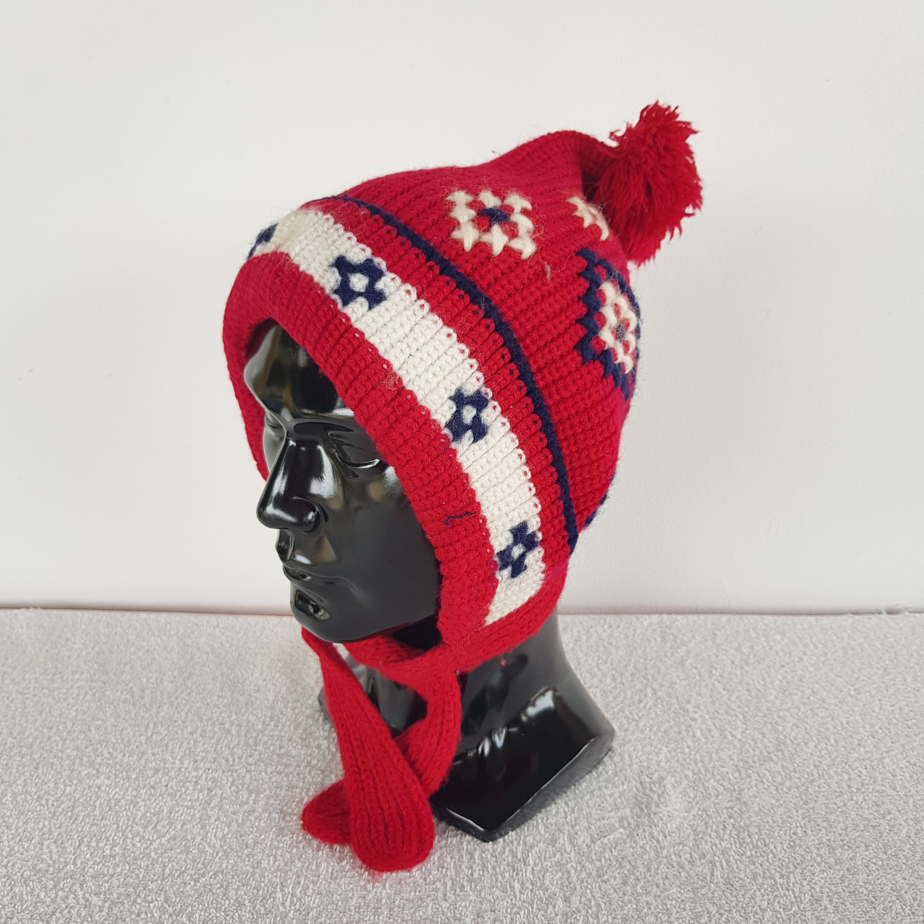 Vintage Unknown Japanese Earflap Beanie Tibet Snow Cap Earflap Hats ...