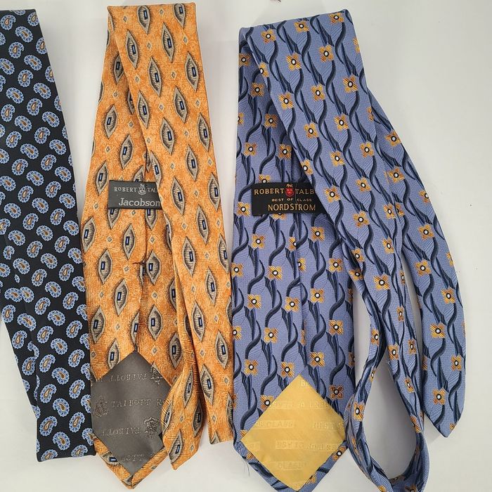 Robert Talbott Talbots 3 Piece Tie Skinny Floral/Paisley Orange/Blue | Grailed
