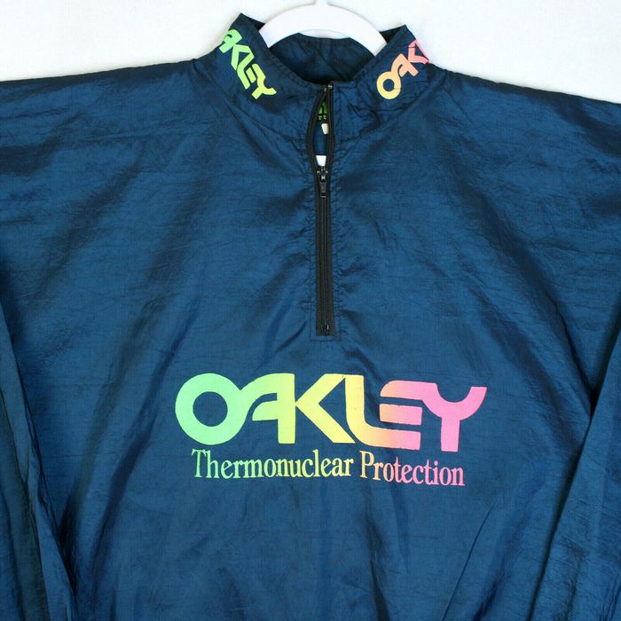 Oakley OAKLEY Thermonuclear Protection Vtg 90s Green Teal Windbreaker ...