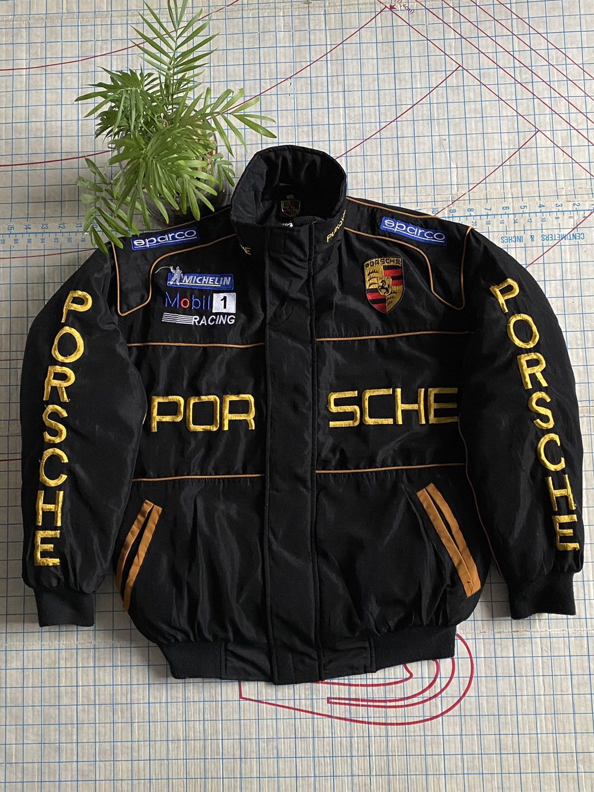 Vintage Vintage Porsche Racing Jacket Black Size Large Formula One ...