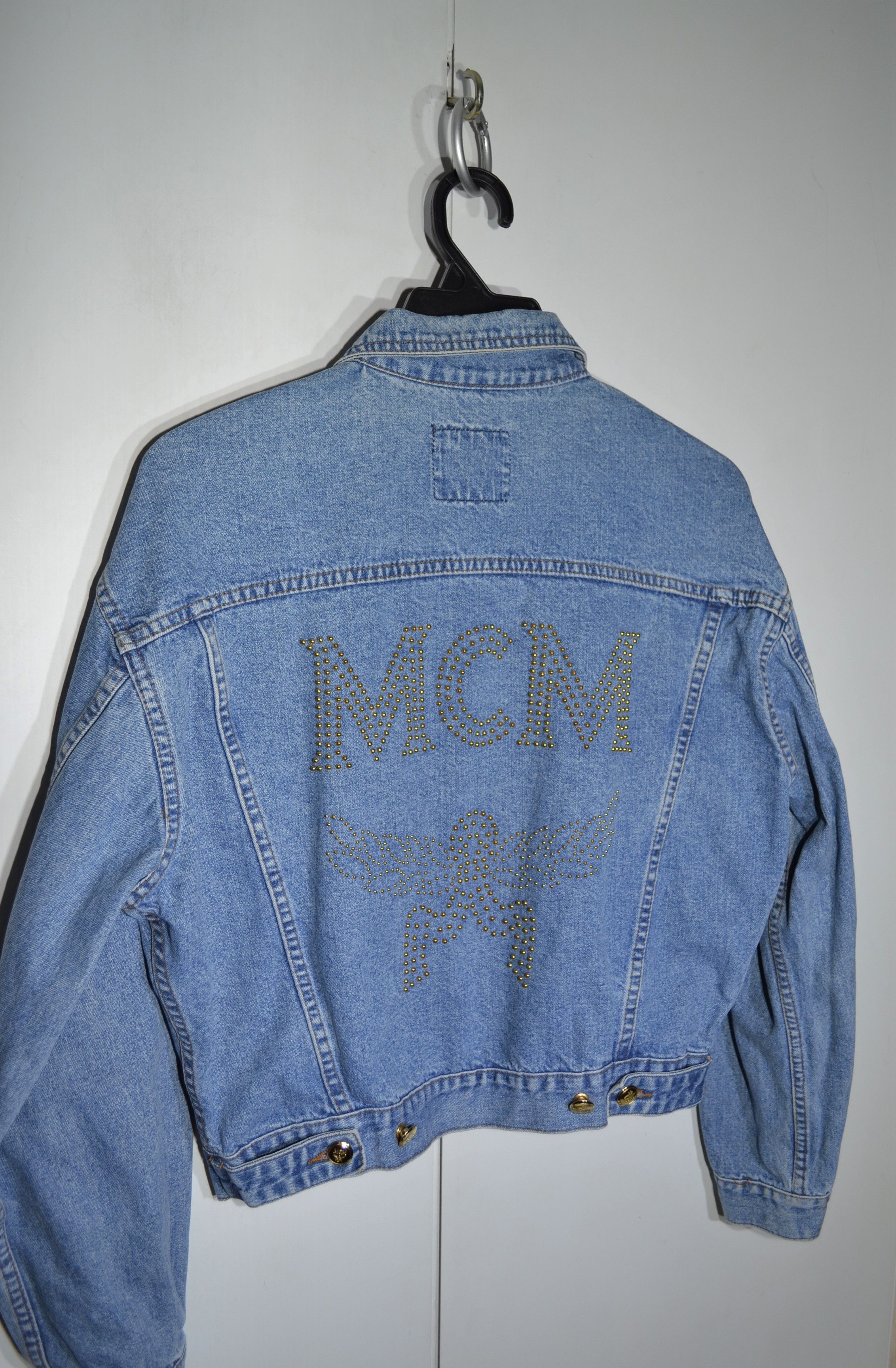 MCM MCM Vintage Wash Denim Cropped Jacket Stud Logo M | Grailed