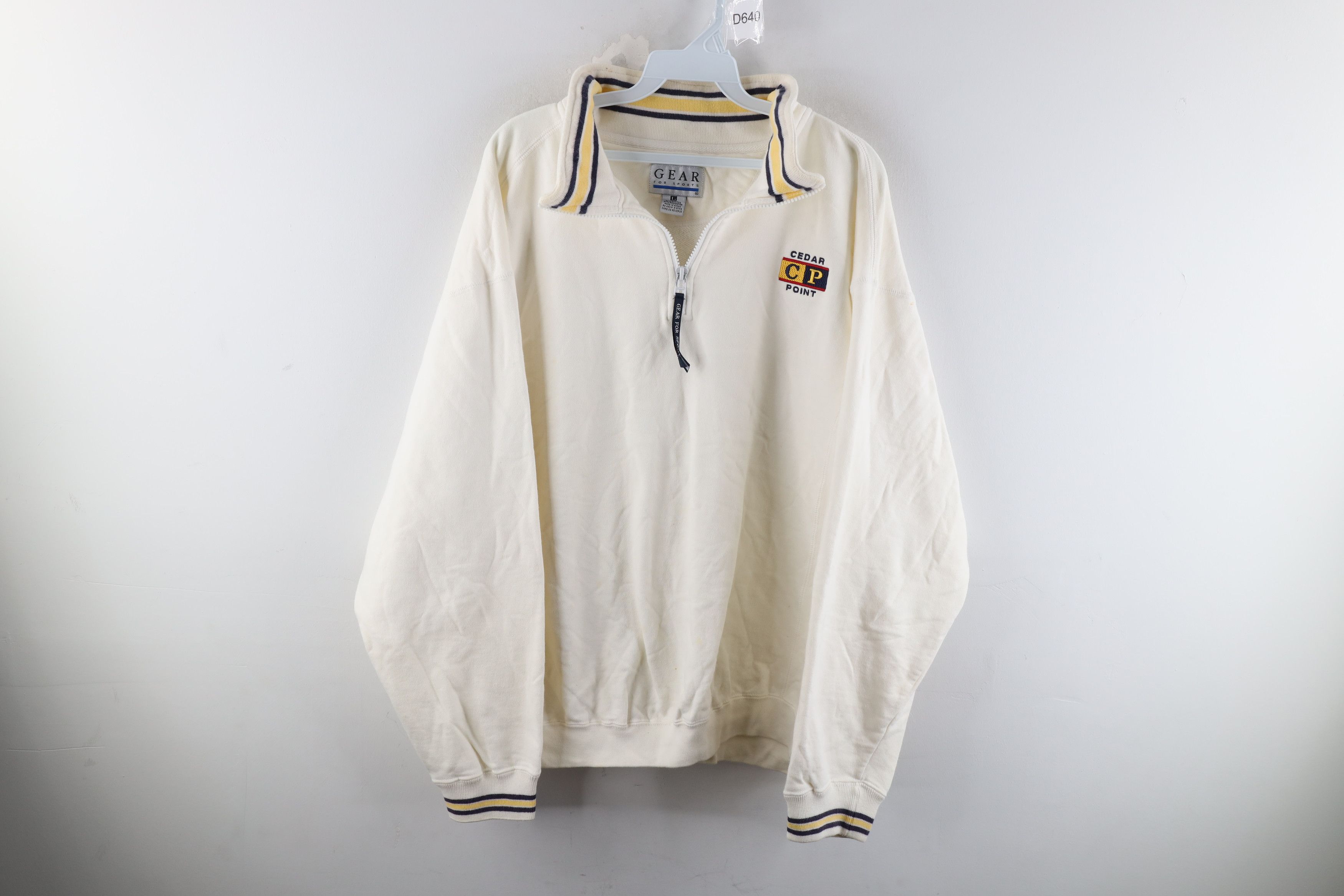 Vintage Vintage 90s Cedar Point Box Logo Half Zip Sweatshirt Cream ...