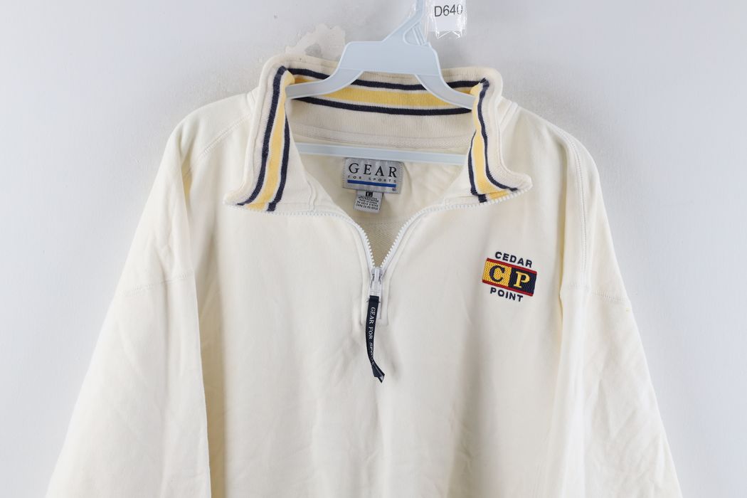 Vintage Vintage 90s Cedar Point Box Logo Half Zip Sweatshirt Cream ...