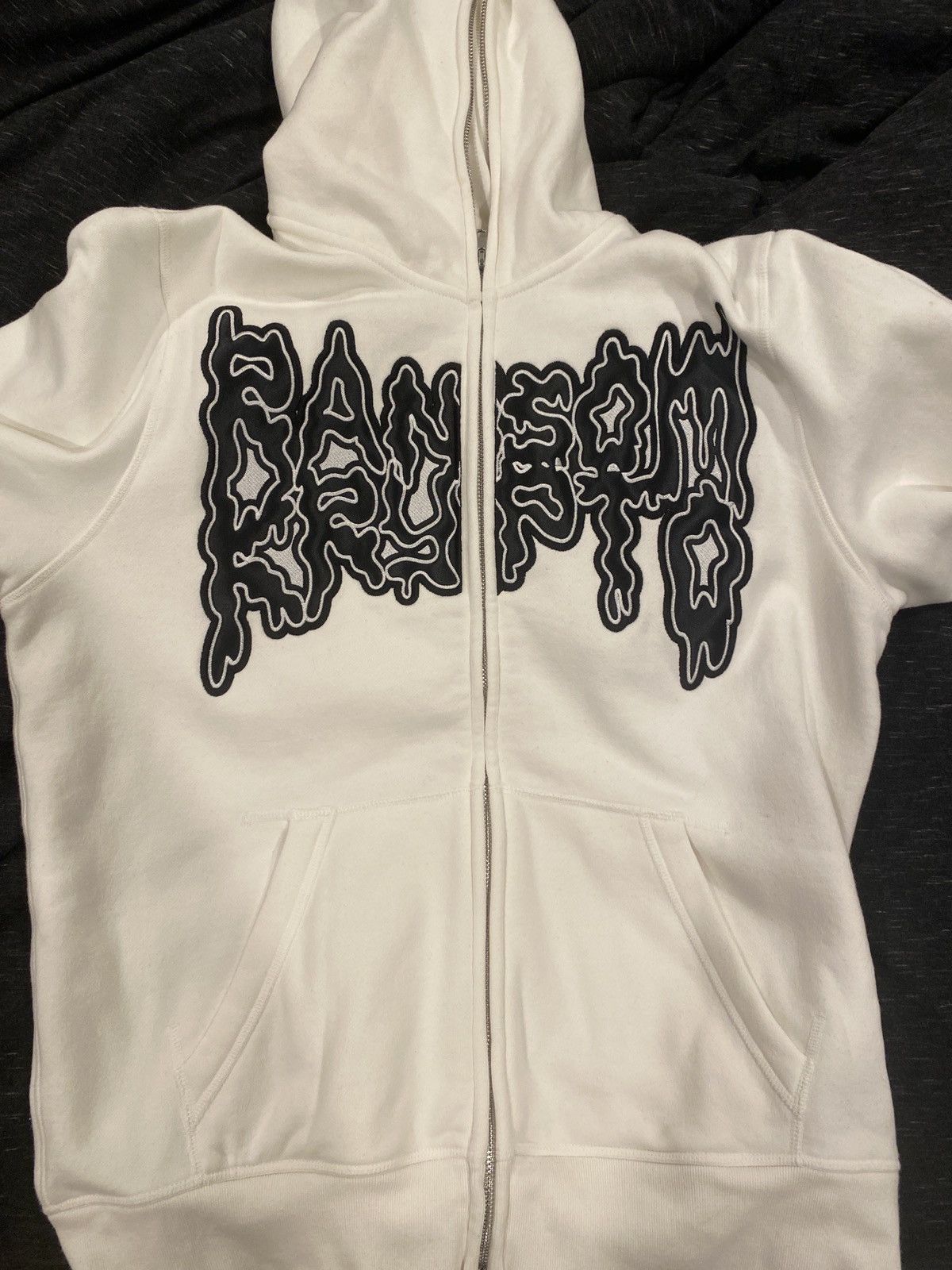 Ransom Clothing × Streetwear Ransom krypto white black zip up hoodie ...