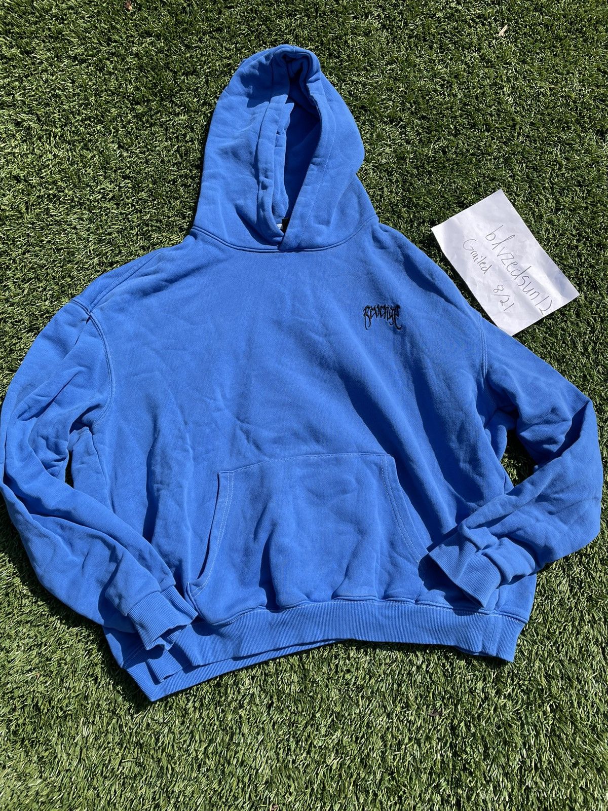 Revenge Revenge Blue Basic Embroidered Hoodie | Grailed