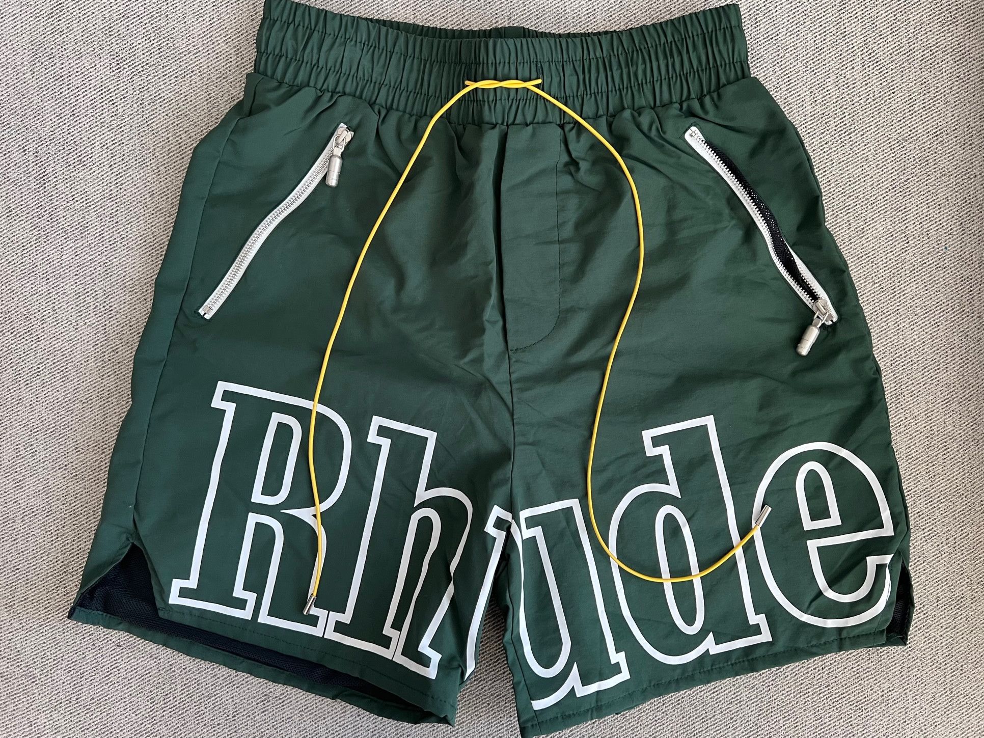 Rhude Green RH Logo Shorts | Grailed