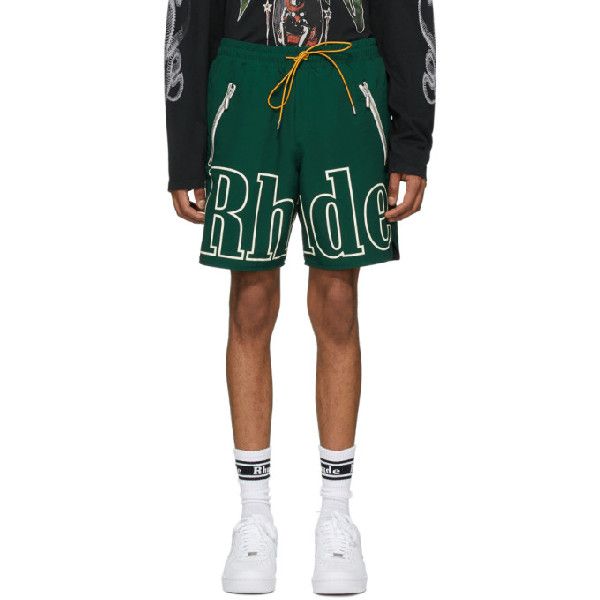 Rhude Green RH Logo Shorts | Grailed