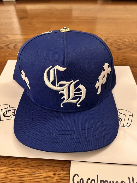 Chrome Hearts Dodger Blue White Embroidered Cross SnapBack Cap | Grailed