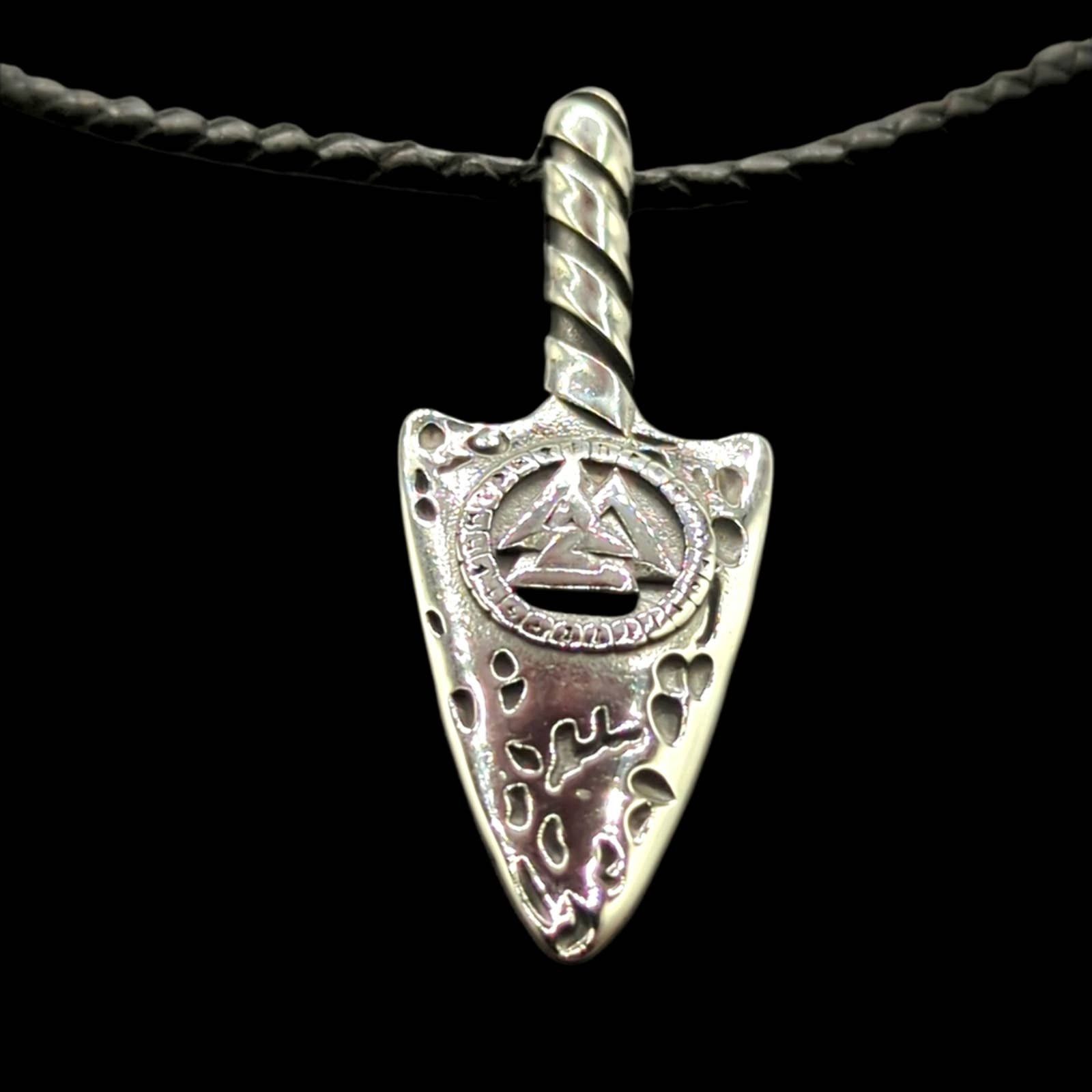 Custom Silver Viking Arrowhead Rune - 24" Genuine Leather Chain. | Grailed