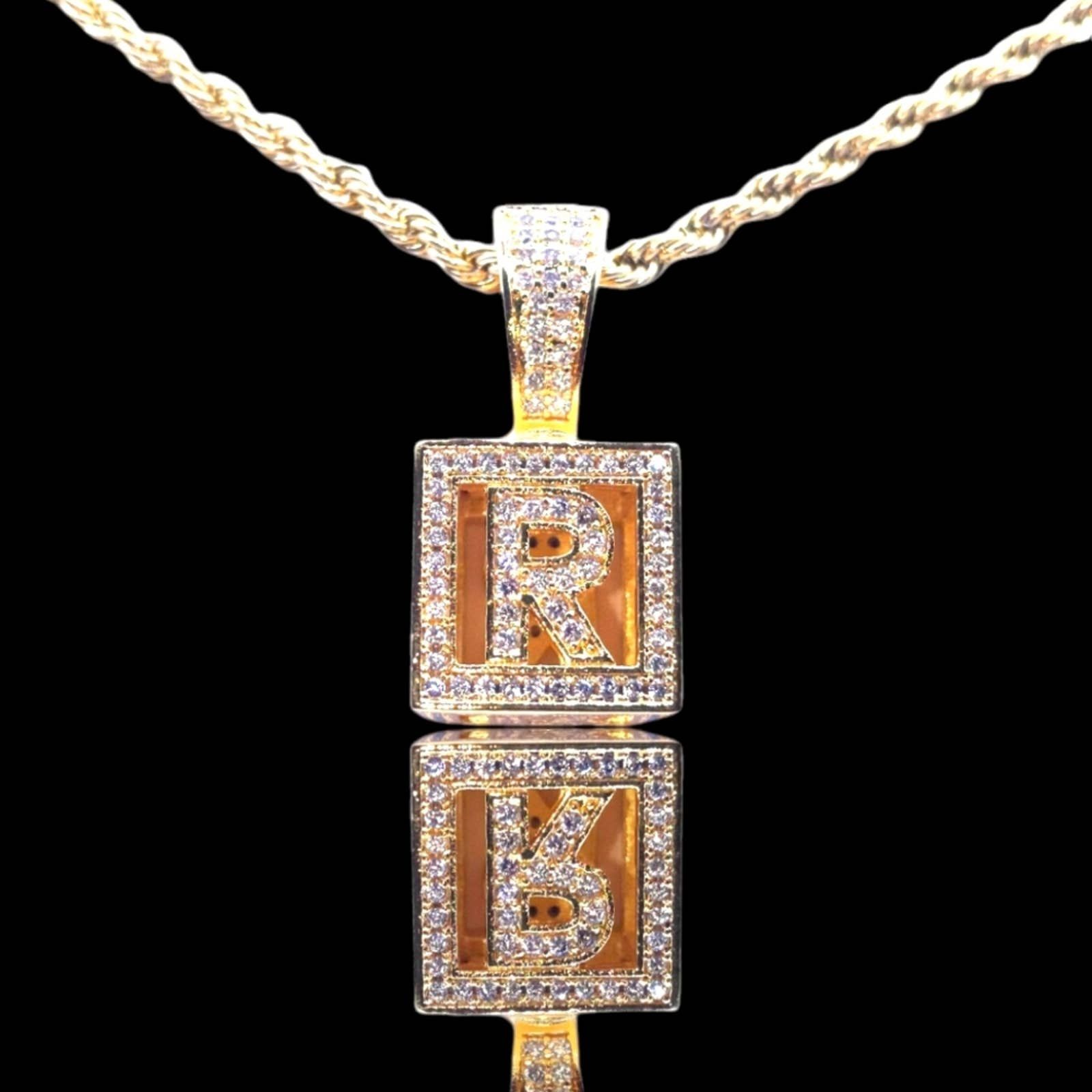 Custom 20"Rope Chain - Gold Finish Square Letter R. | Grailed