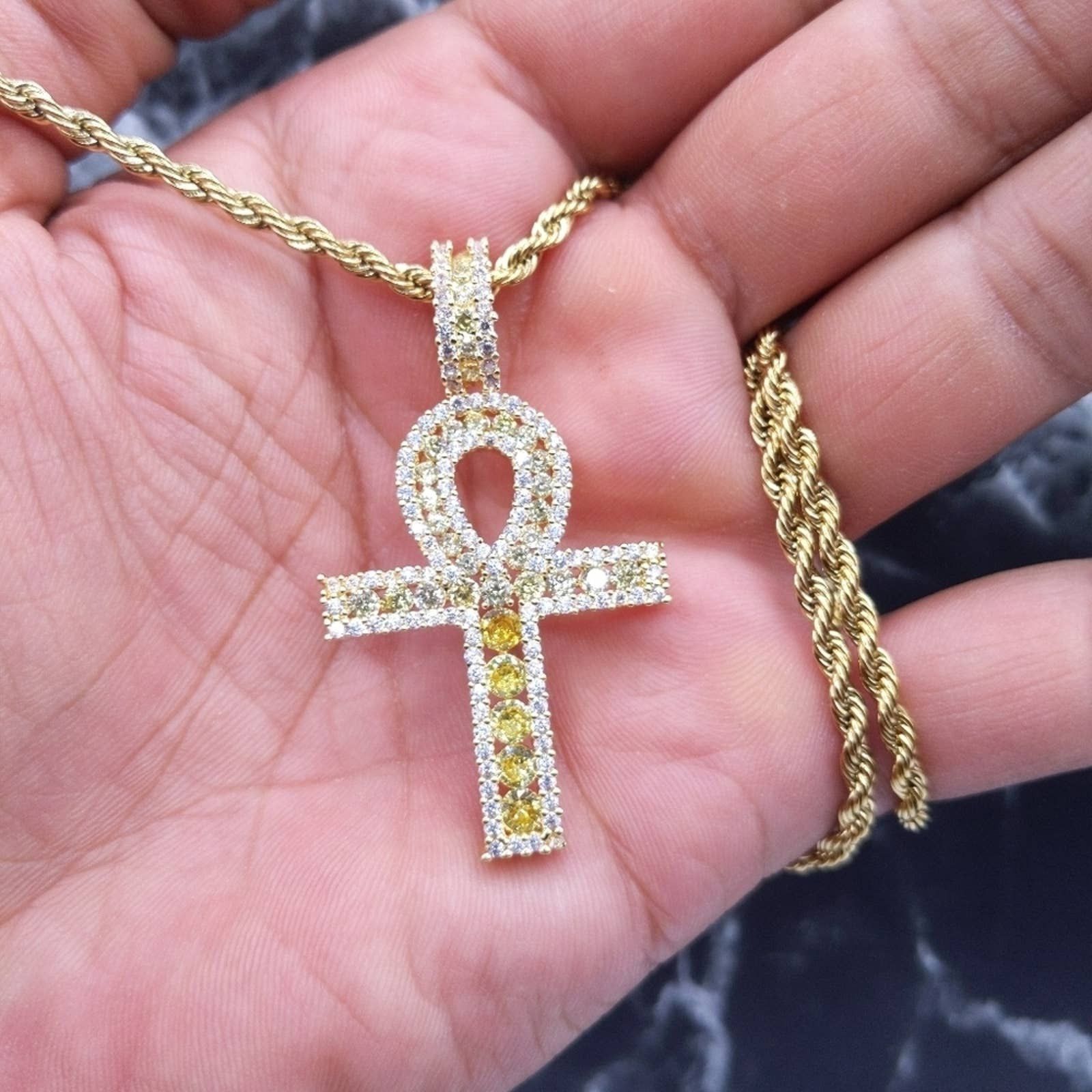 Custom 20"Rope Chain - Gold Finish Yellow Ankh | Grailed