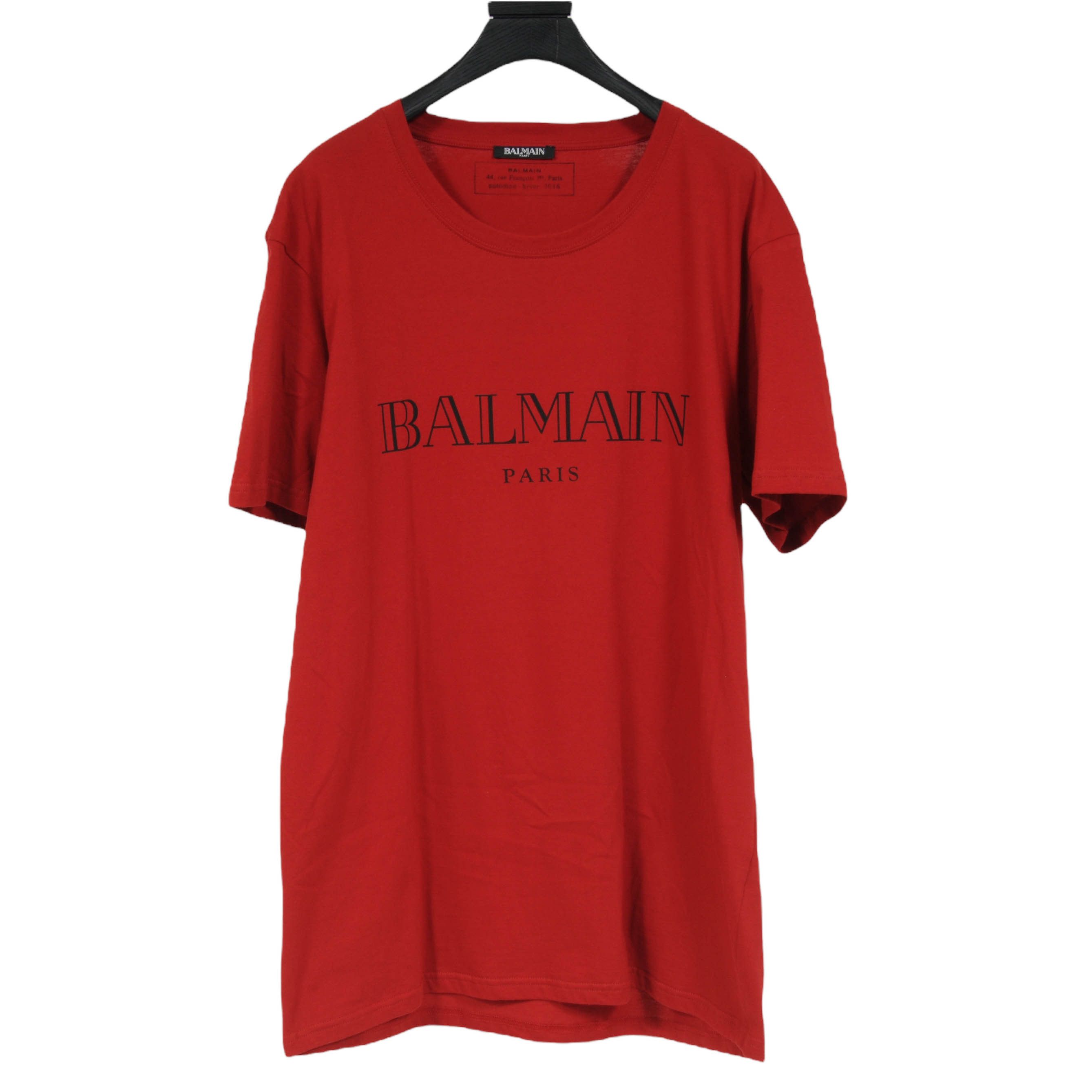 Balmain Red Logo Tee Shirt | Grailed