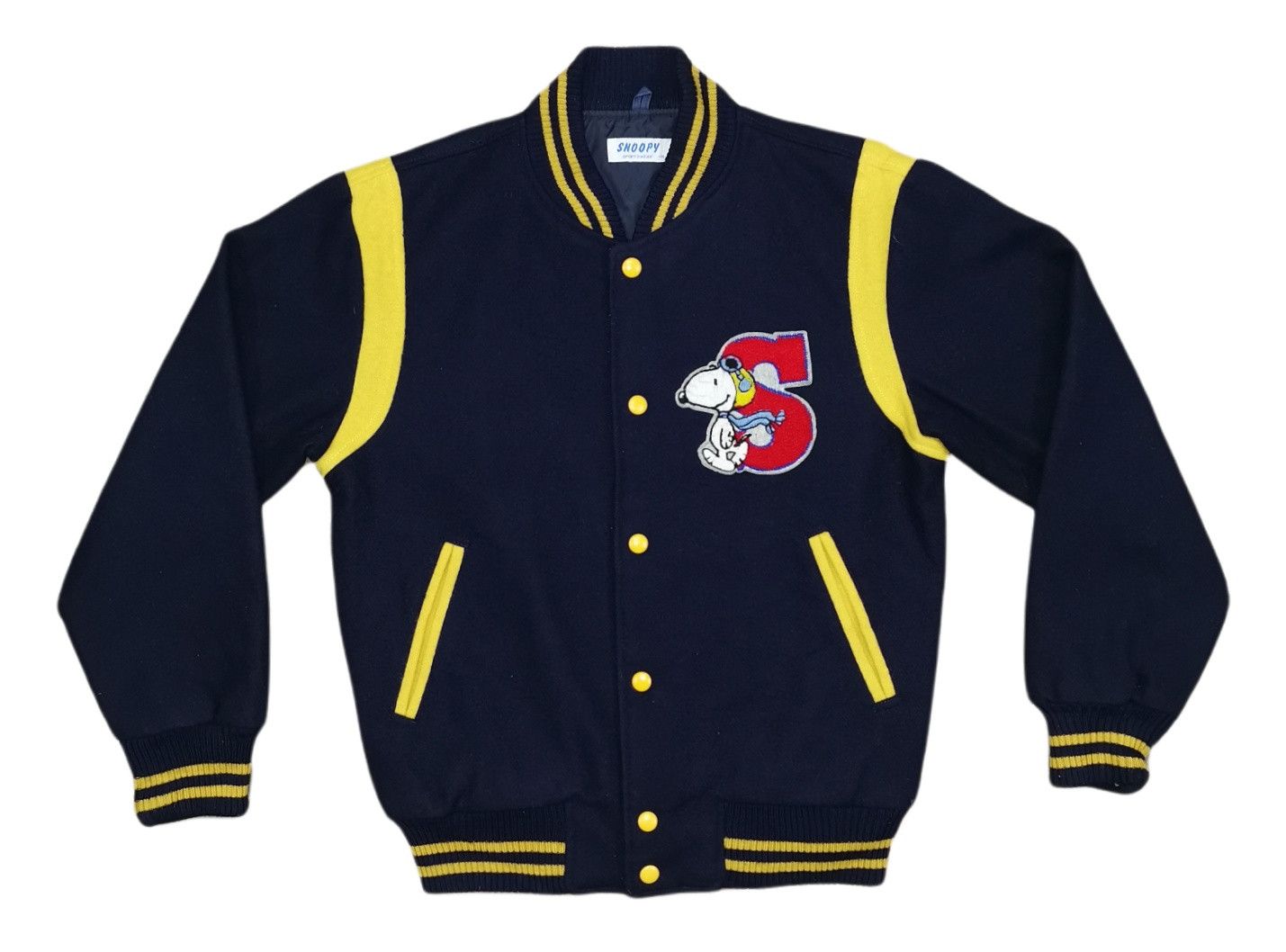 Cartoon Network × Peanuts × Varsity Jacket Snoopy Wool Varsity Jacket ...