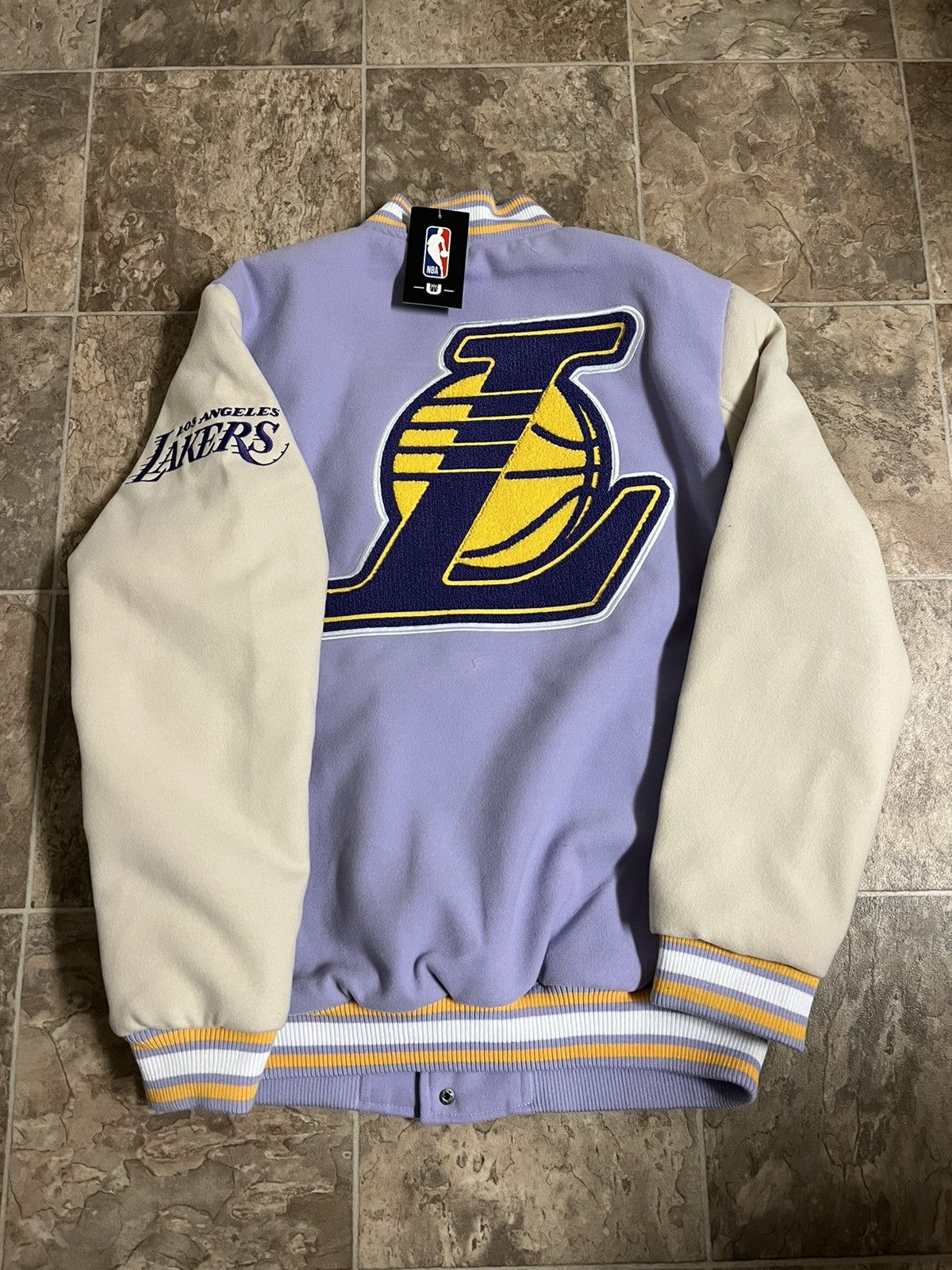NBA Deadstock Los Angeles Lakers Colorblock Letterman Jacket | Grailed