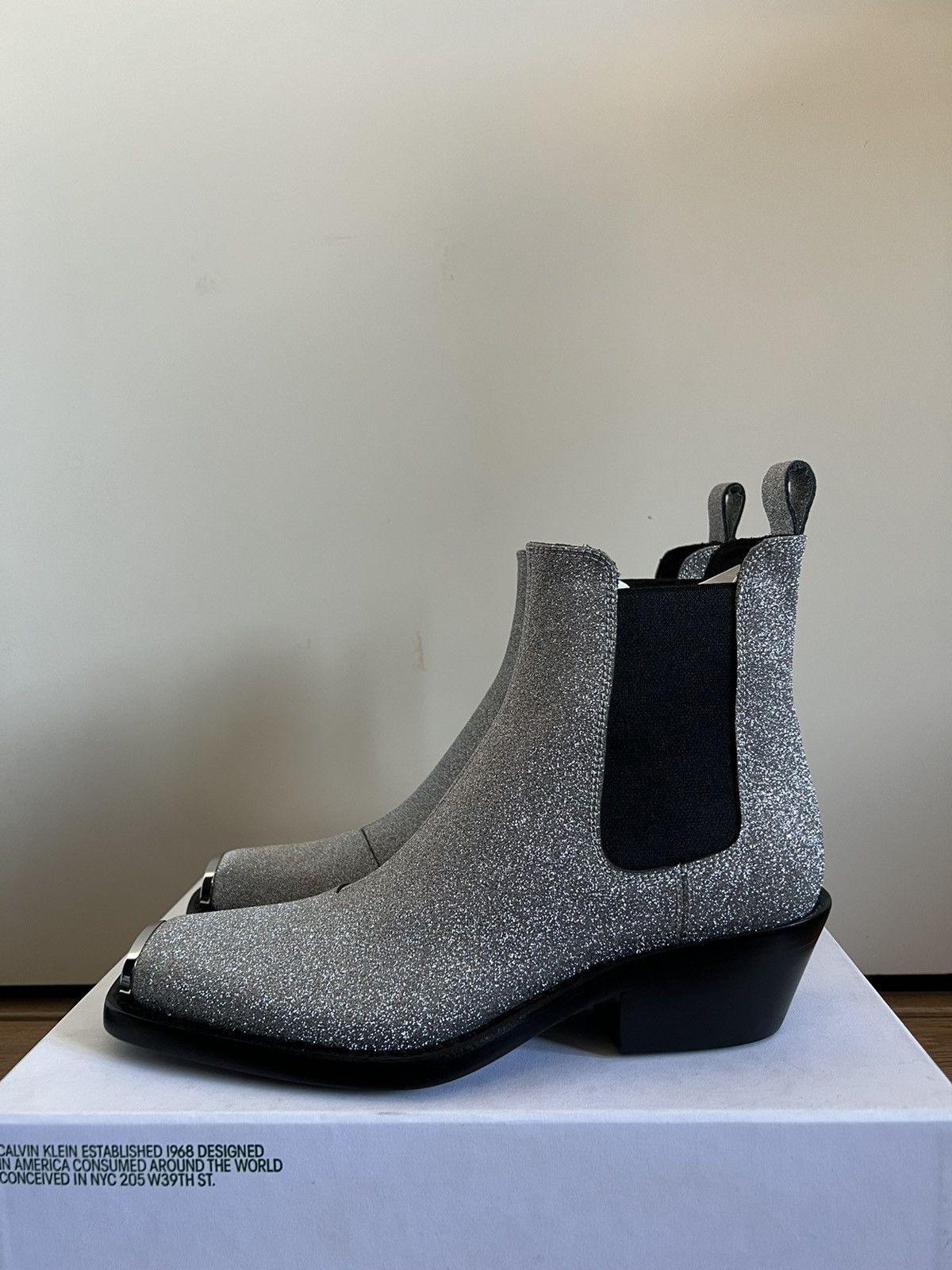 Calvin Klein 205W39NYC × Raf Simons Calvin Klein 205W39NYC 5CM glitter ankle boots | Grailed