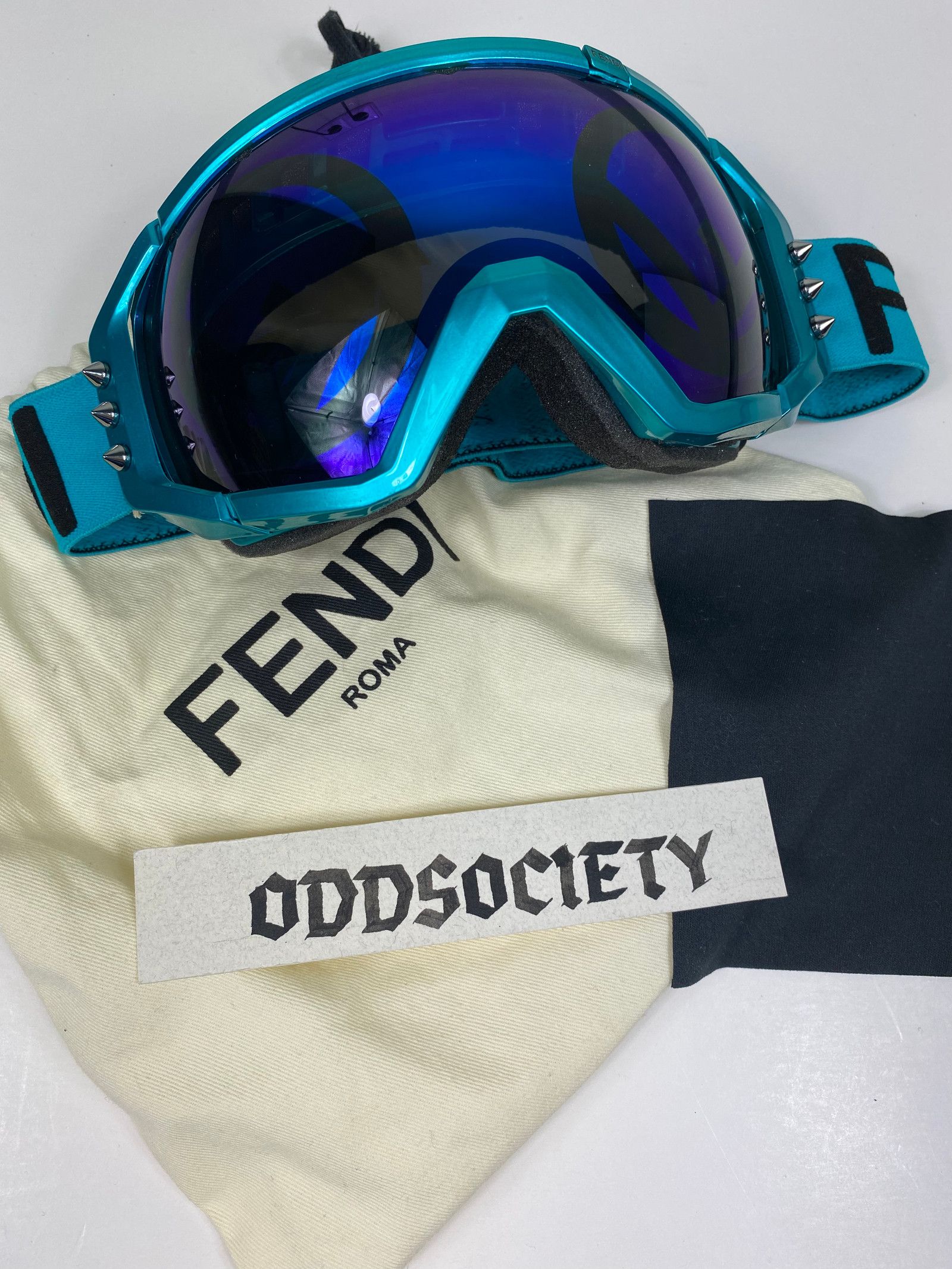 Fendi Fendi Spike Studded Logo Electric Blue Ski Goggles Glasses | Grailed
