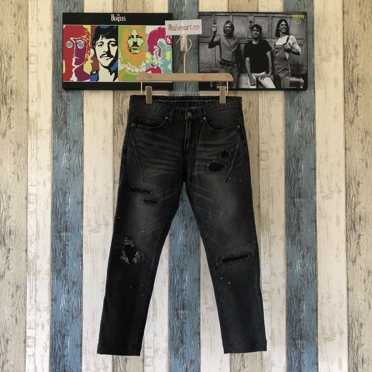 Number (N)ine Number Nine Music Note Paint Splatter Jeans | Grailed