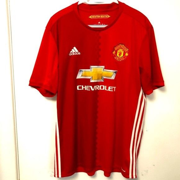 Adidas × Chevrolet CHEVY MANCHESTER UNITED ADIDAS STRIPES JERSEY RED ...