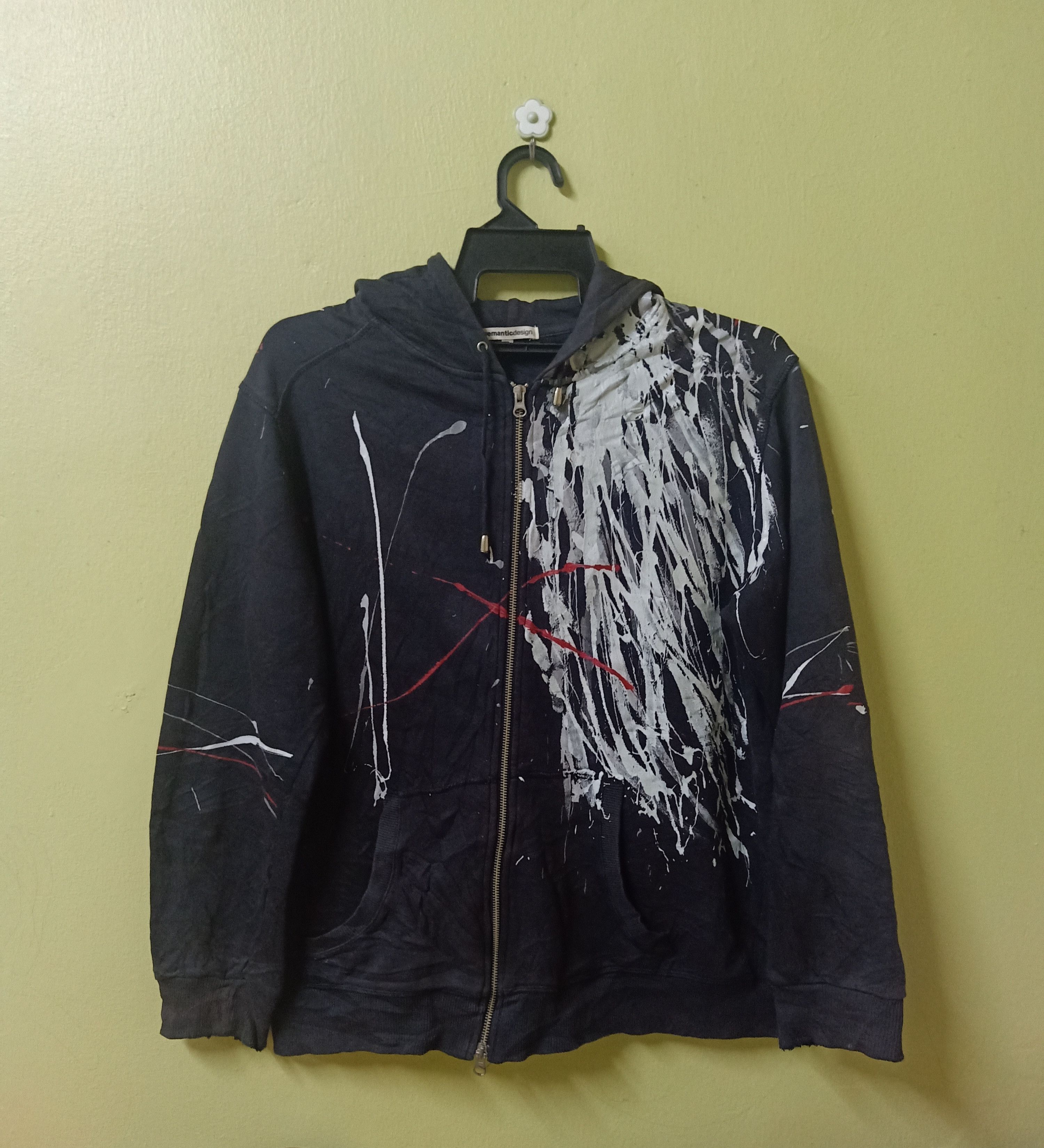 Japanese Brand Semantics Design Paint Splatter Art hooded Zipper Jacket ...