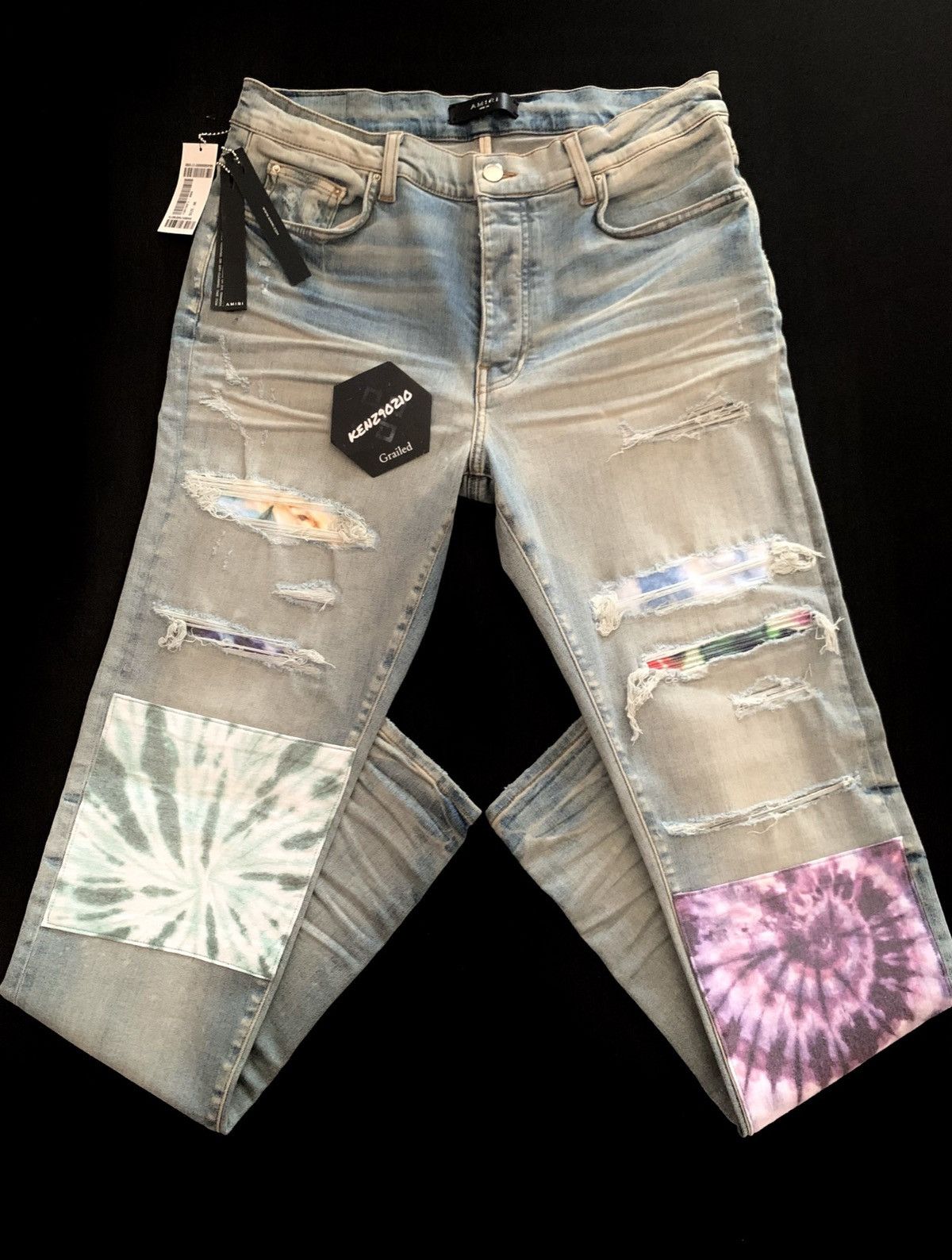 Amiri Amiri Tie Dye Art Patch Skinny Denim | Grailed