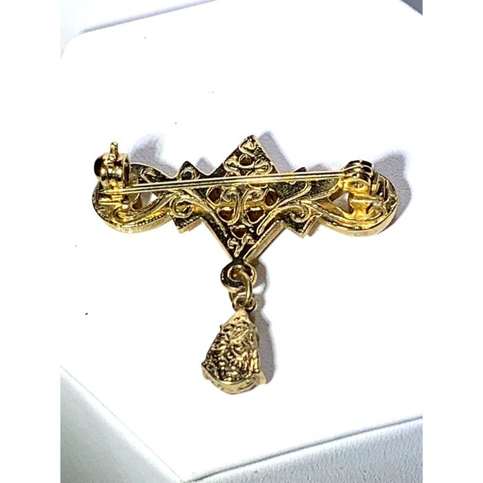 Other Gold tone and Clear Rhinestone Hanging Brooch | Grailed