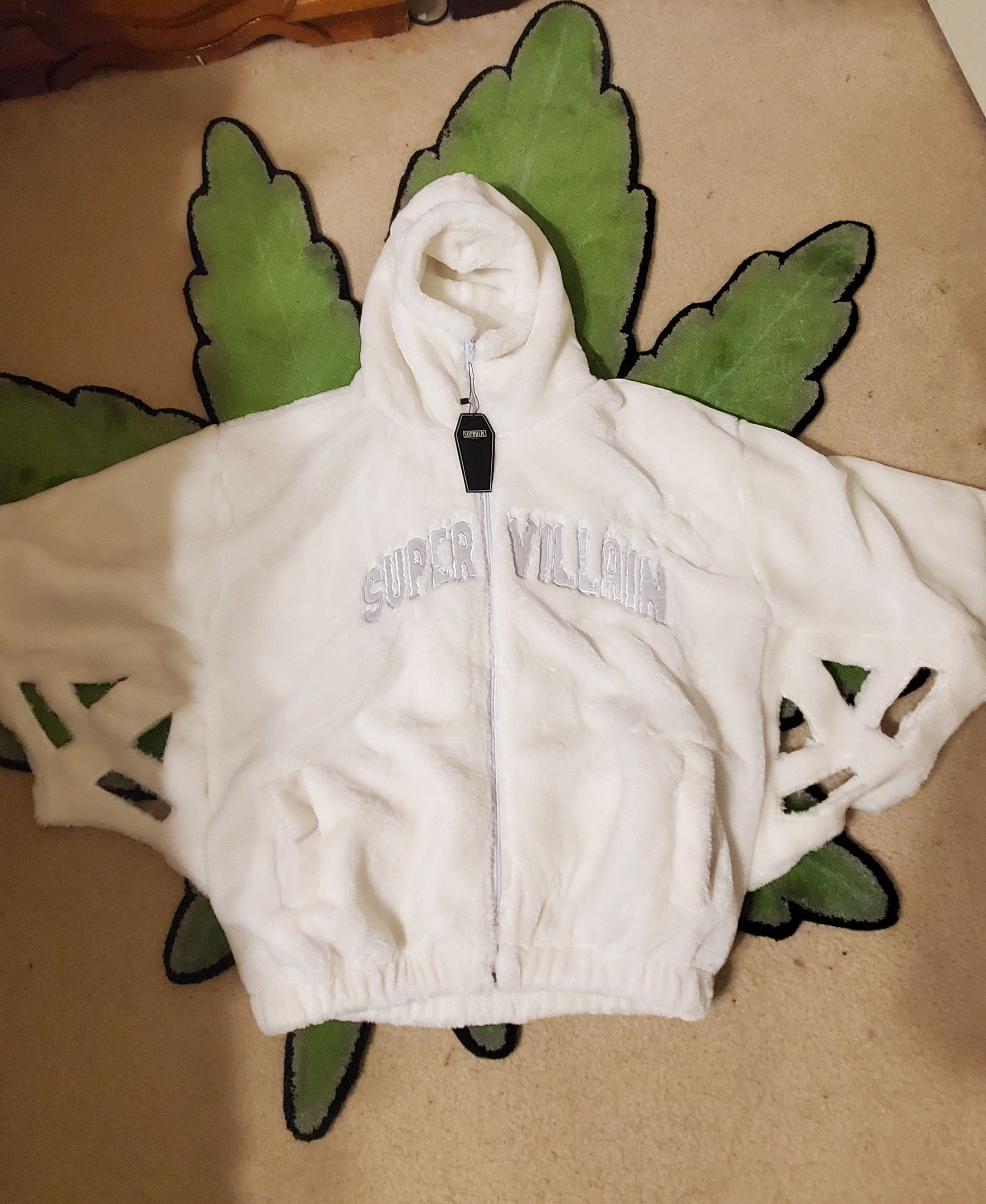 Designer × Streetwear Supervillain White fur Full Zip Spider webbed ...