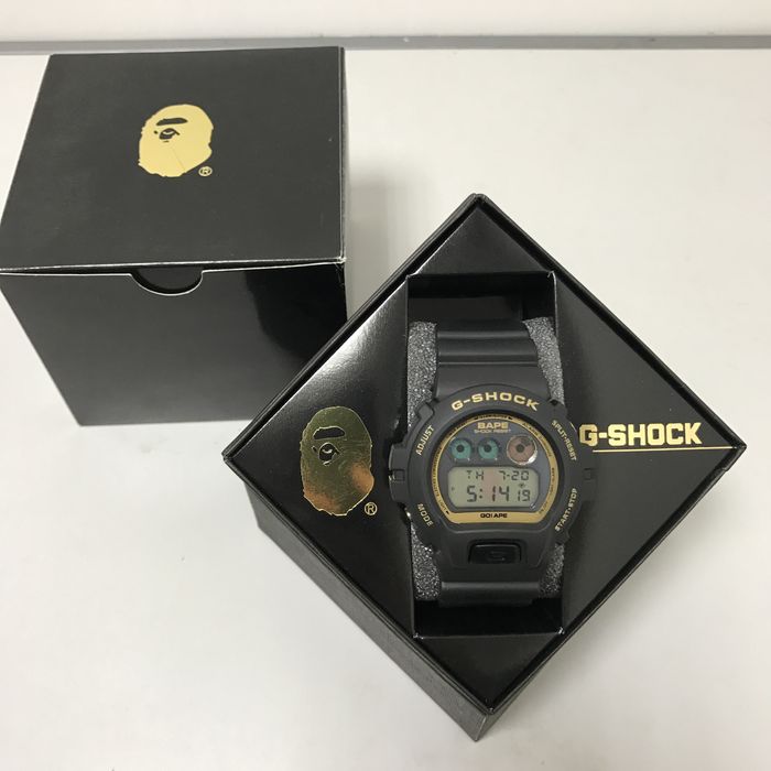 Bape Casio G Shock x BAPE Black x Gold Dw-6900 1000pcs Limited Edition ...