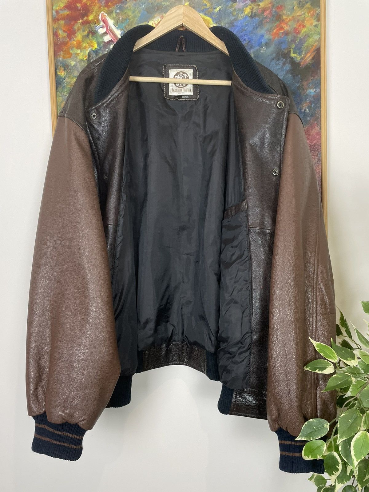 Leather Jacket × Varsity Jacket × Vintage Vintage 90s Usa Smith ...