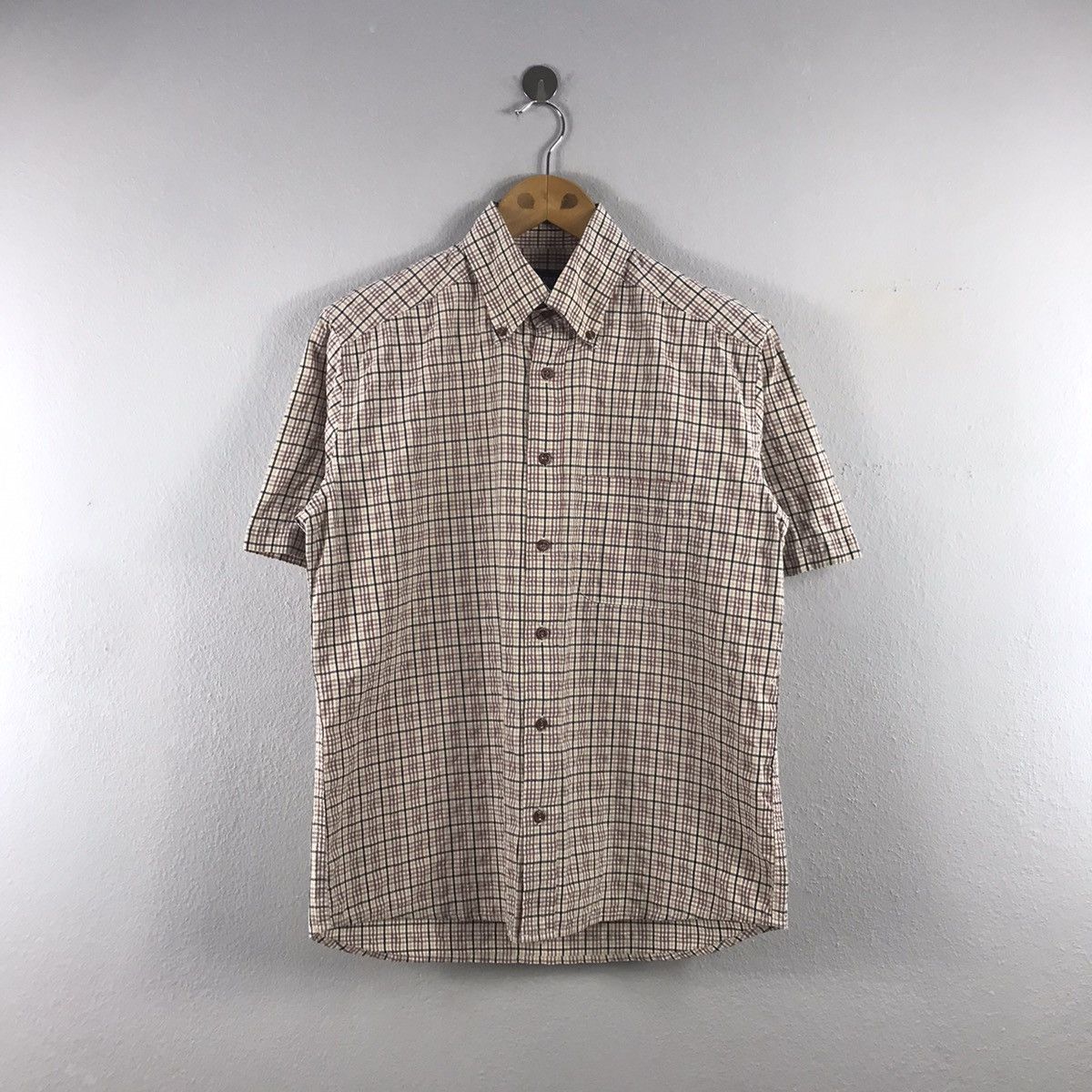 Japanese Brand Up Renoma Japan Fabric Checkered Plaid Casual Button Up ...