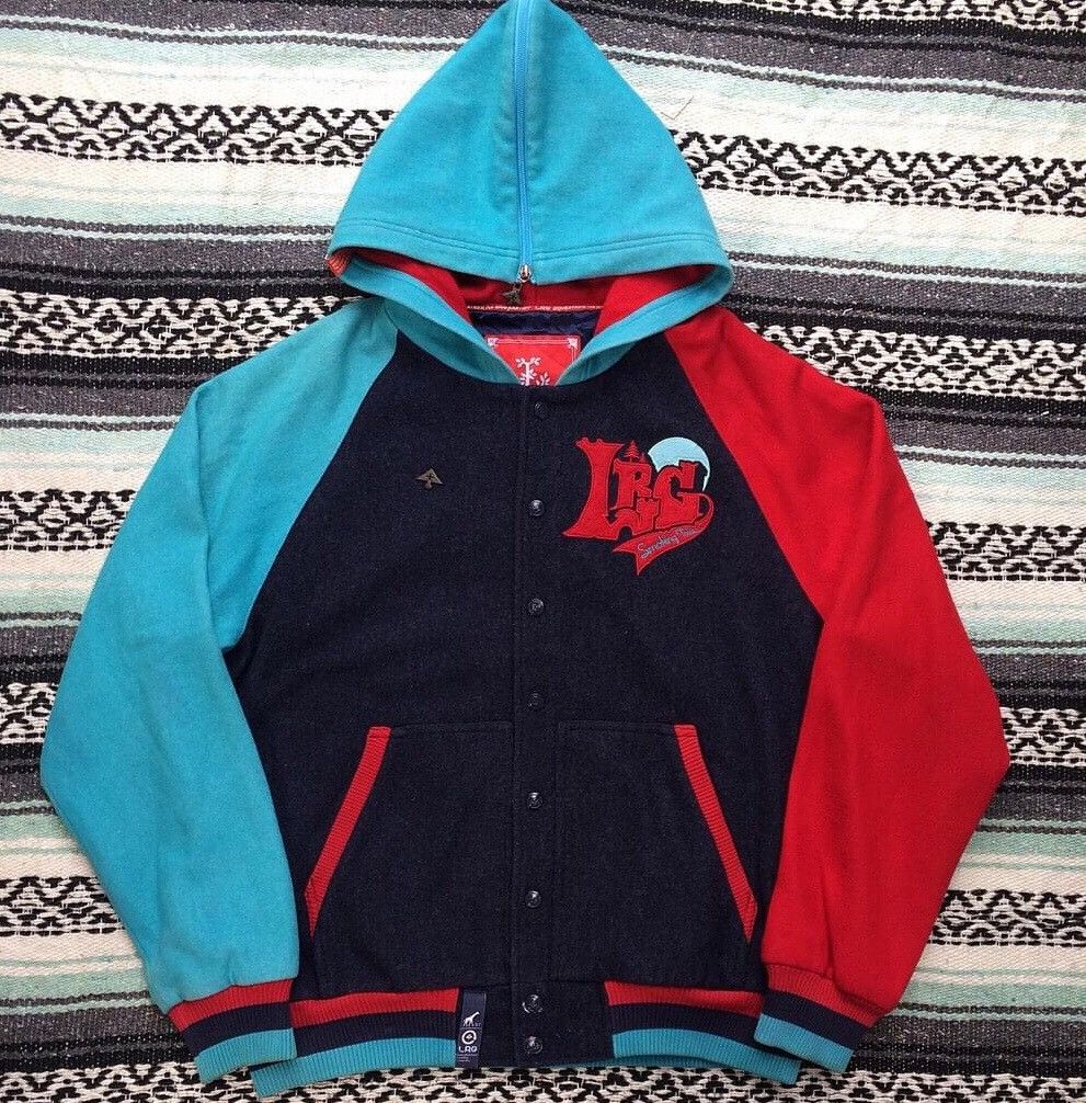 LRG vintage LRG smoking tree wool letterman jacket with hoodie | Grailed