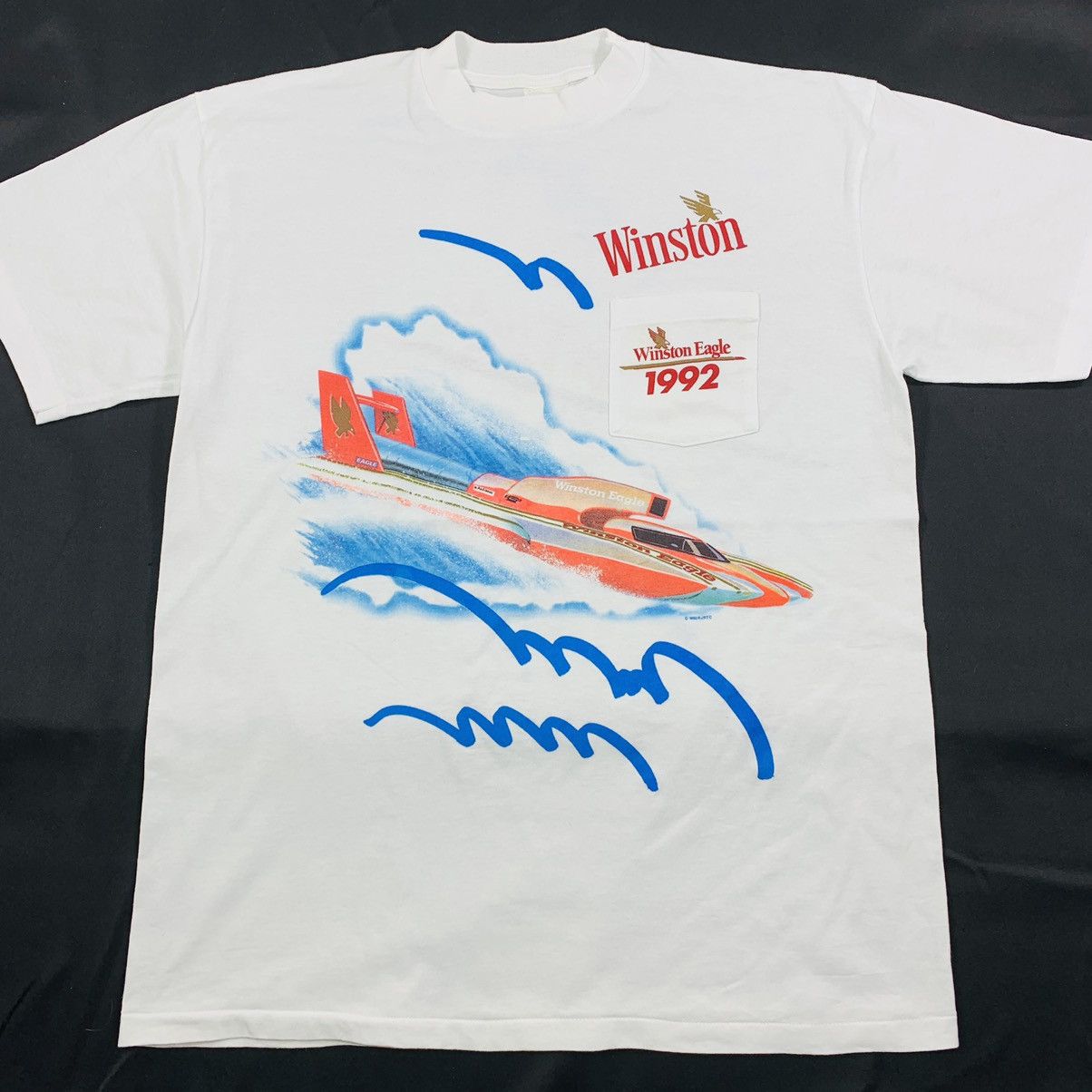 Vintage Vtg 1992 Winston Eagle Unlimited Hydroplane Pocket T-Shirt ...