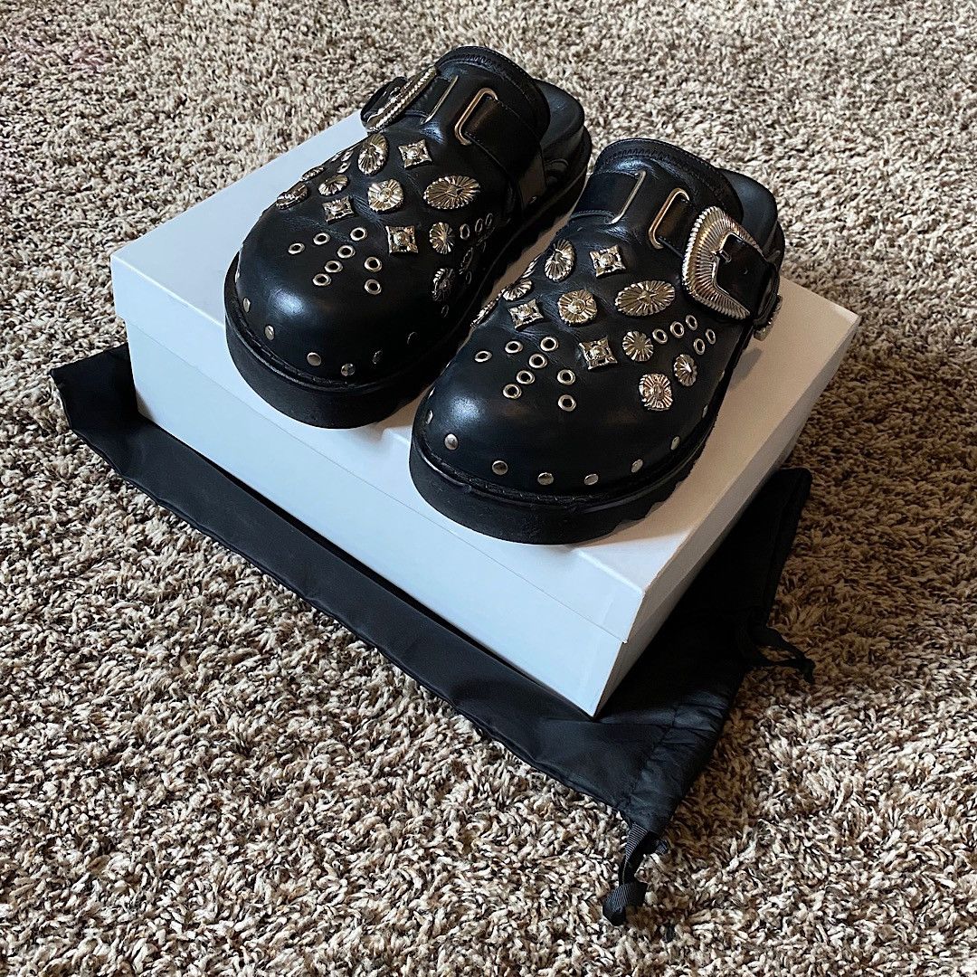 Toga Toga Virilis Black Leather Studded Clogs | Grailed
