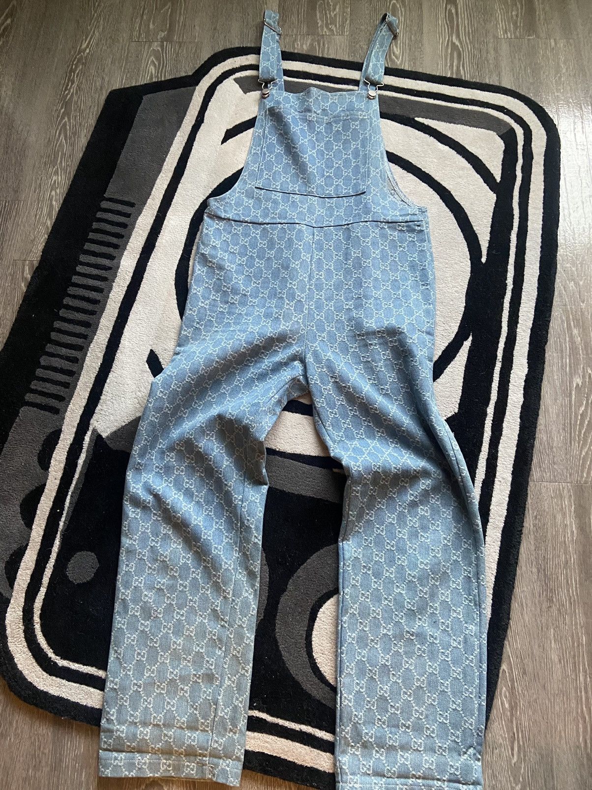 Custom × Vintage Bootleg Gucci Monogram Denim Overalls | Grailed