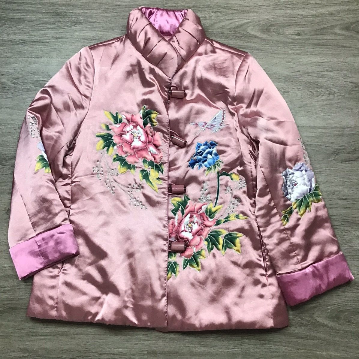 Vintage Vintage Japanese Rose Embroidered Jacket M Silk | Grailed