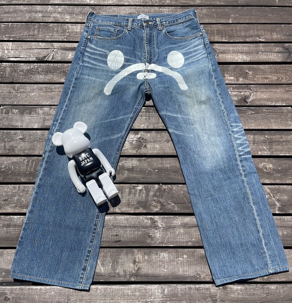 Bape Bape sad face Baby Milo Denim jeans 2005 | Grailed