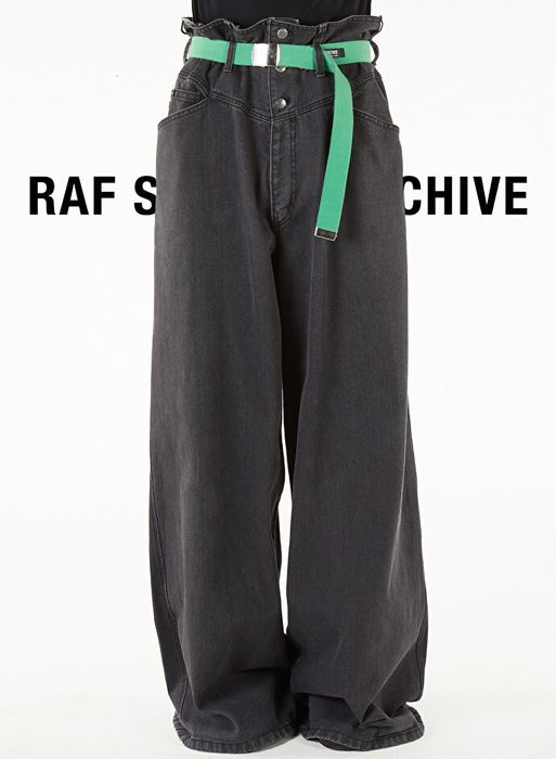 Raf Simons Archive Redux Waves AW04 - Black washed Rave oversized jeans ...