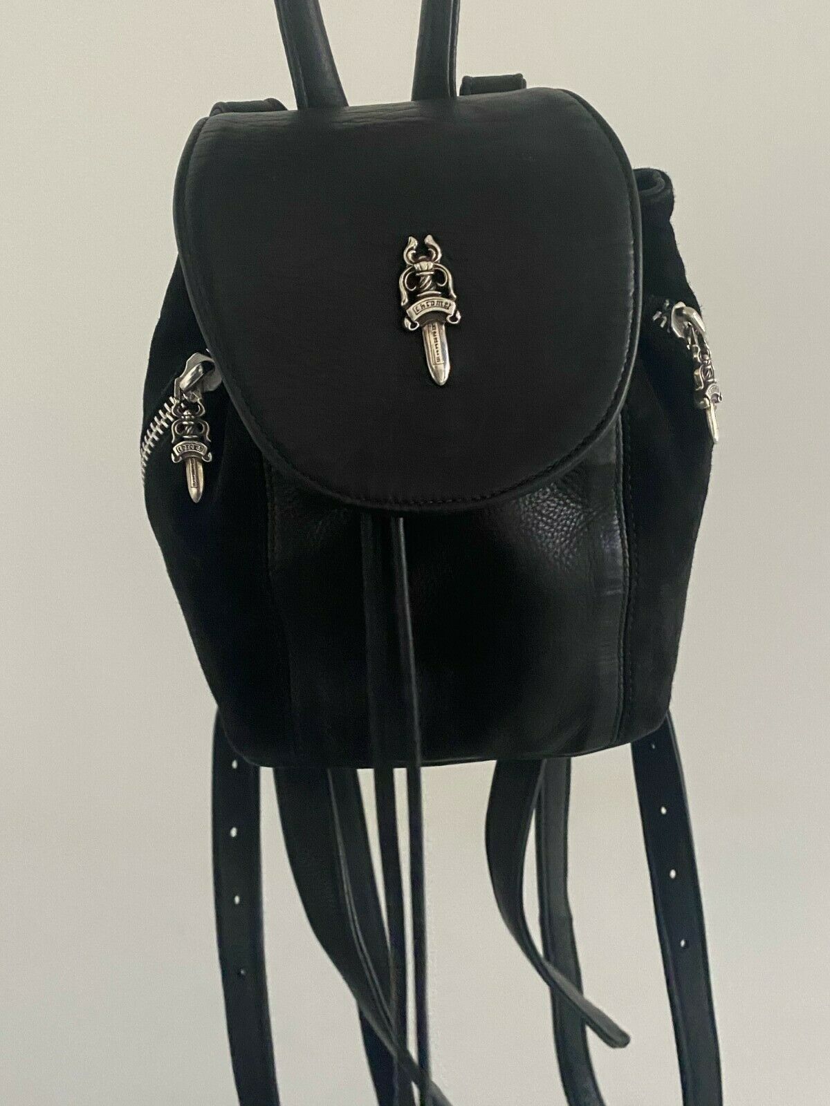 Chrome Hearts Chrome Hearts Black Leather/Suede Mini Iggy Backpack ...