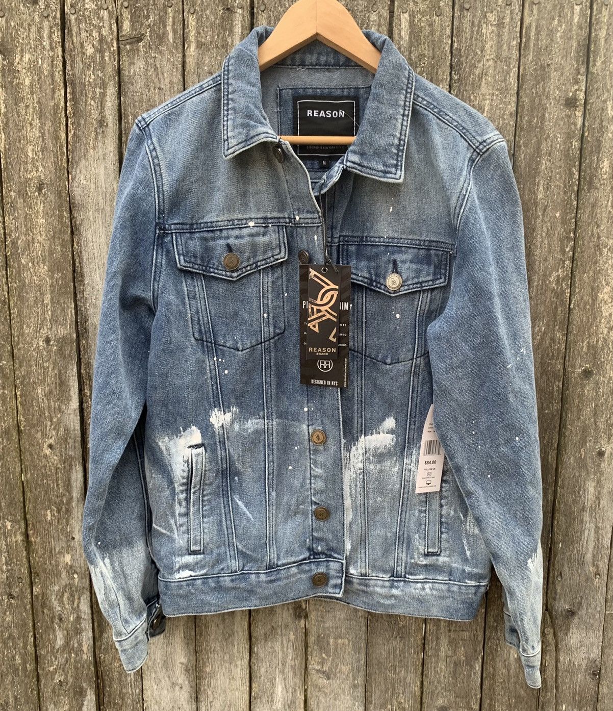 Reason × Streetwear Reason paint splatter denim jacket Size medium ...