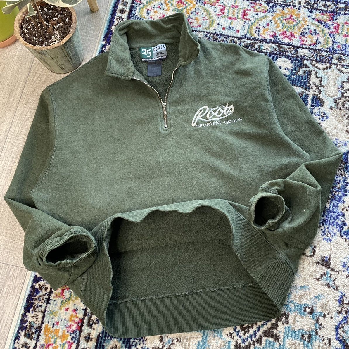 Made In Canada × Roots × Vintage 2000s Roots Quarter Zip Sweater | Grailed