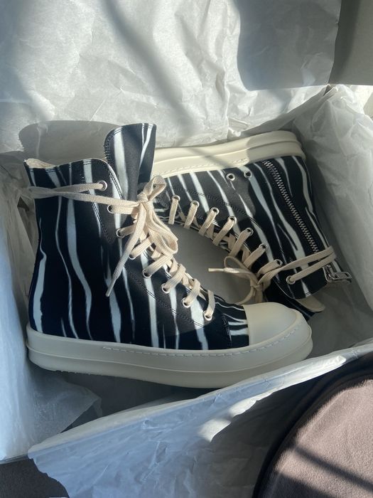 Rick Owens *LAST PAIR* FW21 Gethsemane ZEBRA RAMONES HIGH 38 BNIB | Grailed