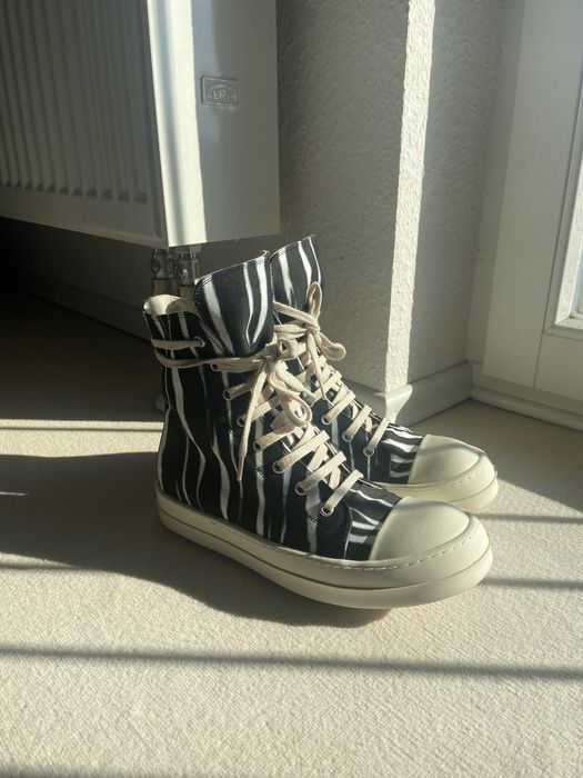 Rick Owens *LAST PAIR* FW21 Gethsemane ZEBRA RAMONES HIGH 38 BNIB | Grailed
