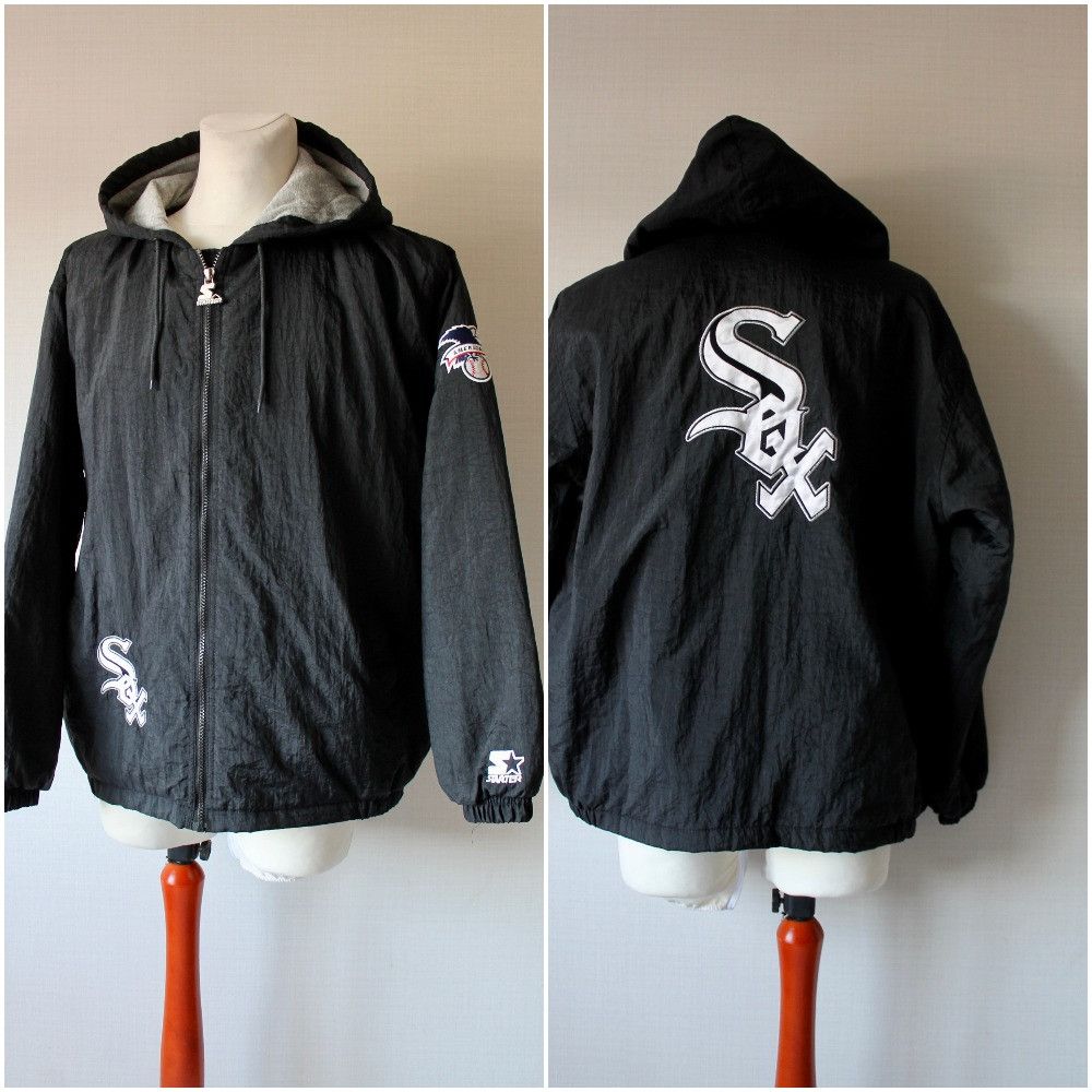 MLB Starter CHICAGO White Sox Hooded Jacket Black Vintage | Grailed
