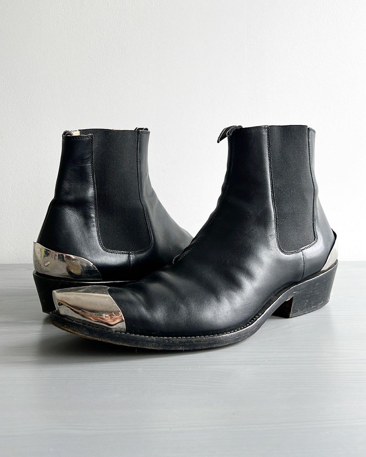 Helmut Lang Helmut Lang SS2004 Metal Heel Toe Trim Cowboy Boots | Grailed
