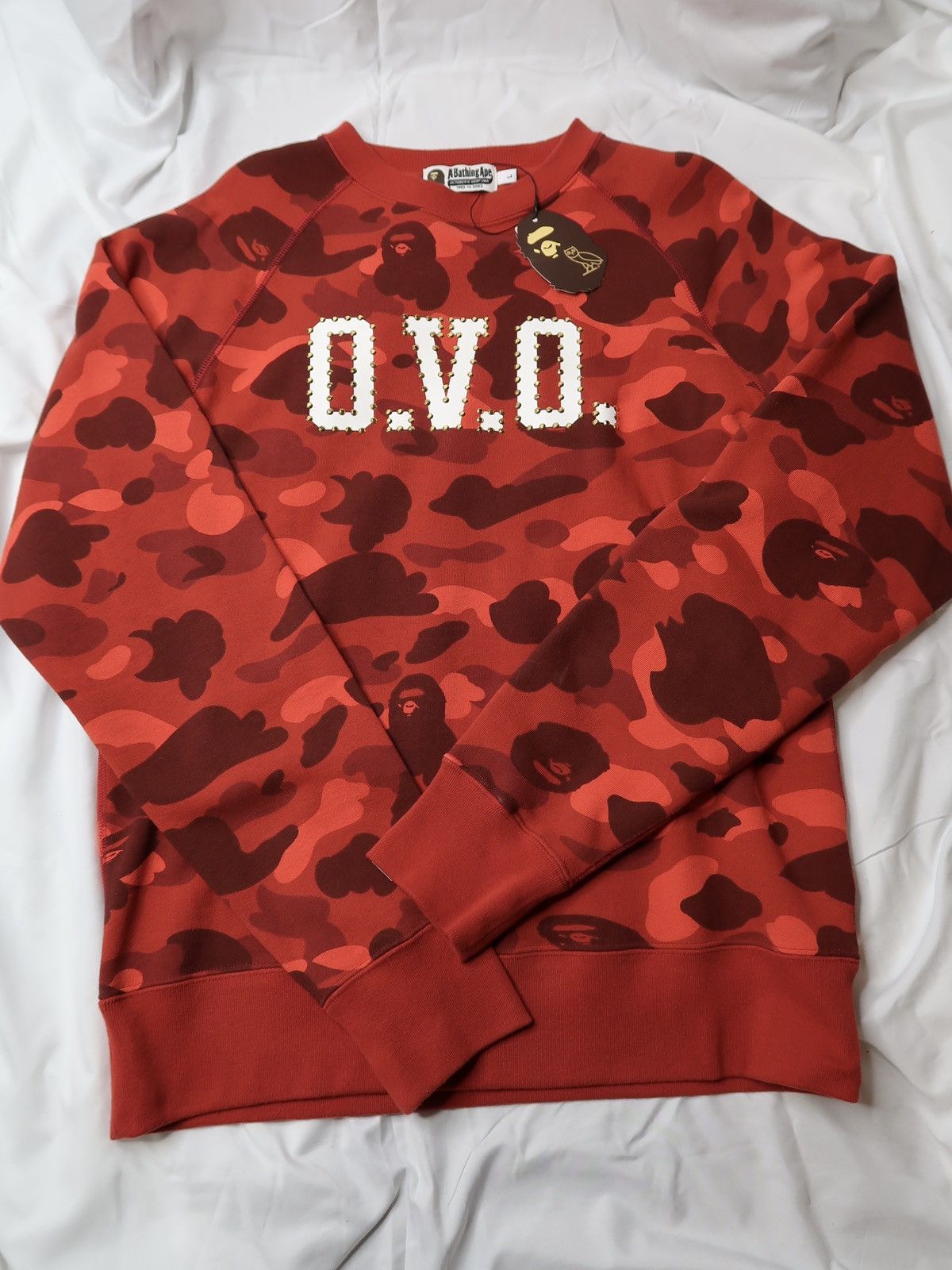 Bape × Octobers Very Own Bape x OVO Red Camo Crewneck Size Large | Grailed