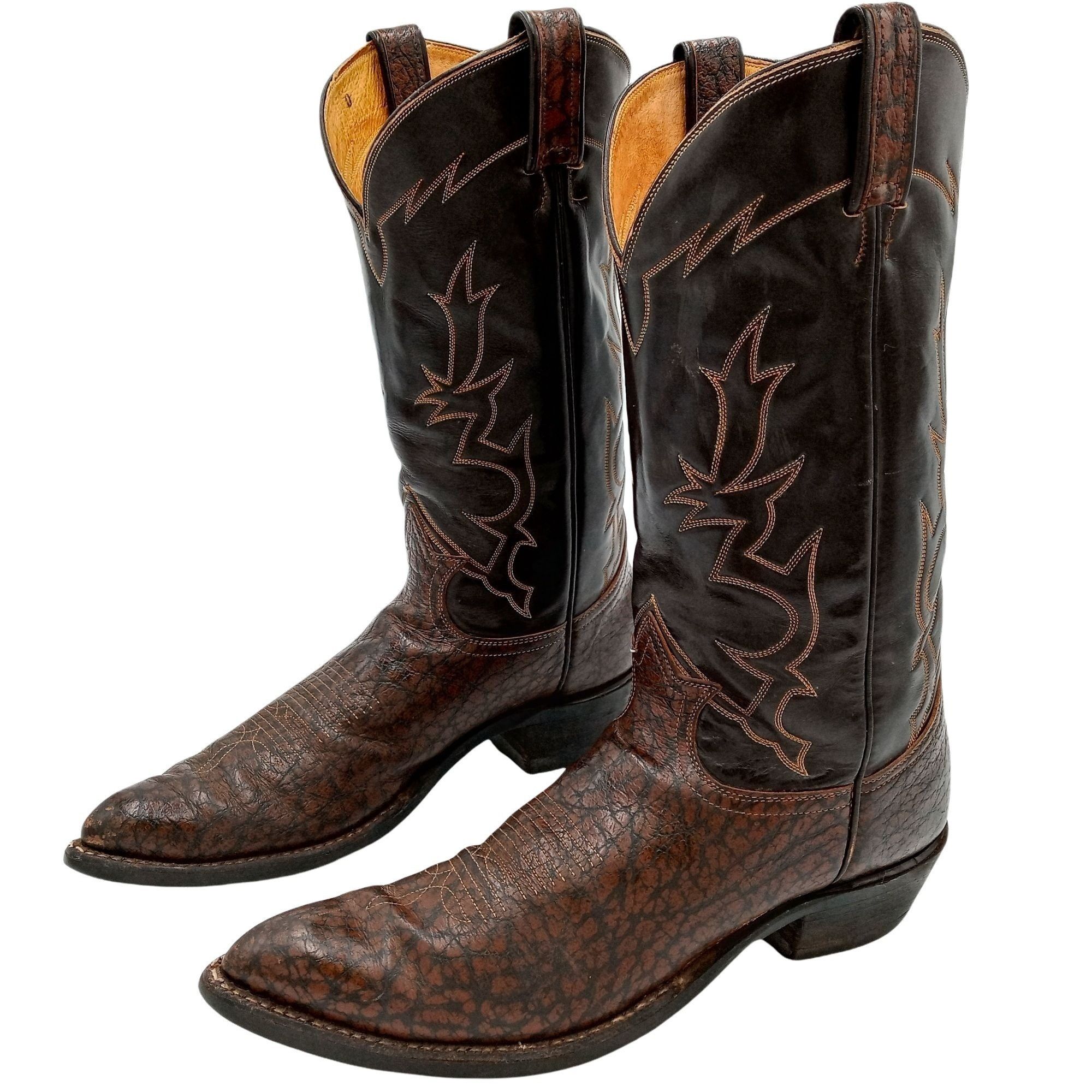 Tony Lama Tony Lama Cowboy Boots Brown Leather 11 AA Extra Narrow | Grailed