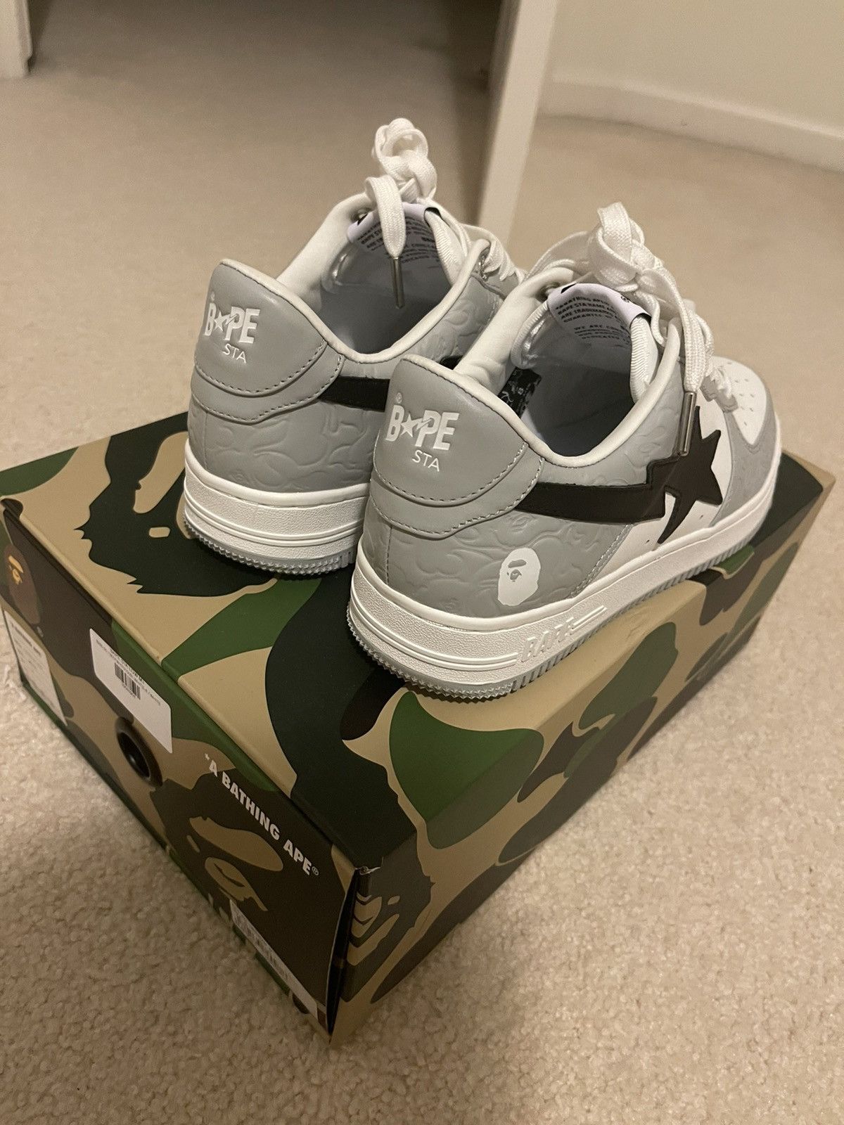 Bape Bapesta Low Grey Black | Grailed
