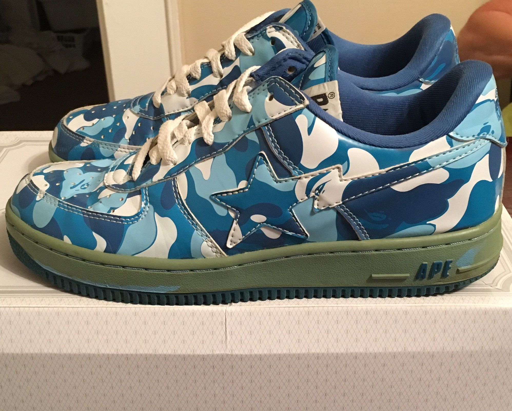 Bape OG Bape Blue Camo Bapestas | Grailed